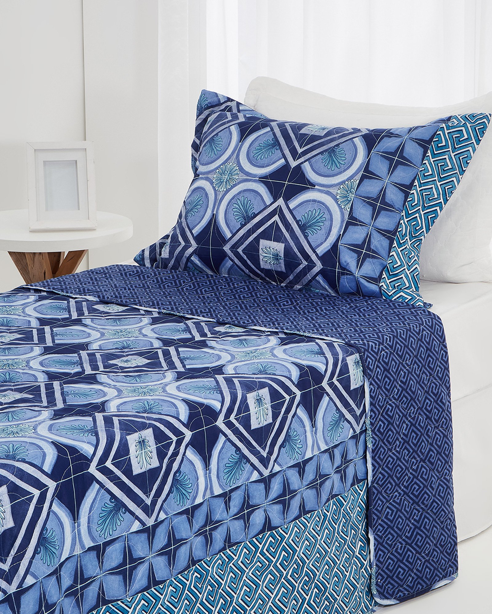 Riachuelo | Kit Colcha Solteiro Dupla Face Bouti Hans 2 Peças Azul Casa ...