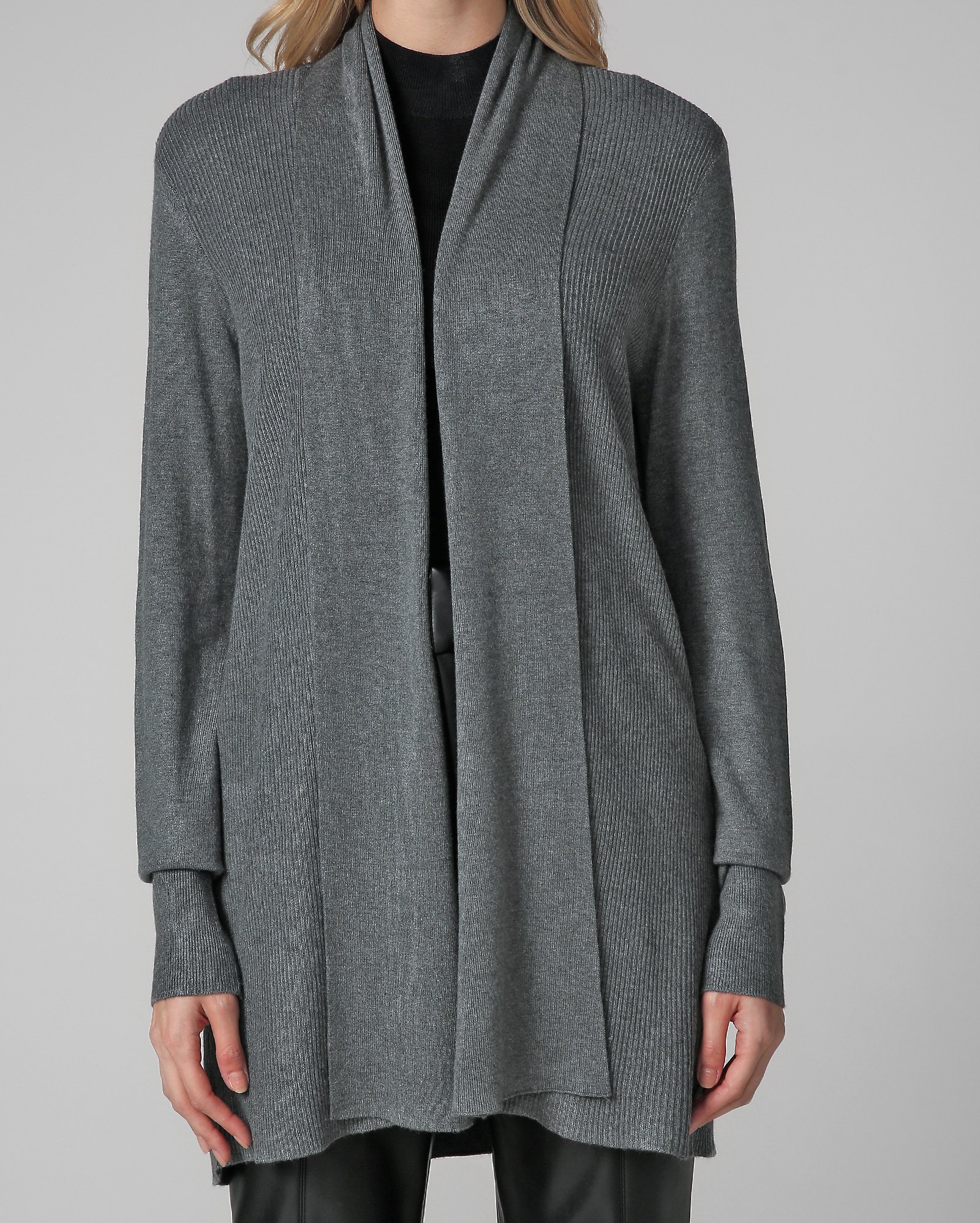 Riachuelo | Cardigan Feminino Aberto Tricot Cinza AK by Riachuelo