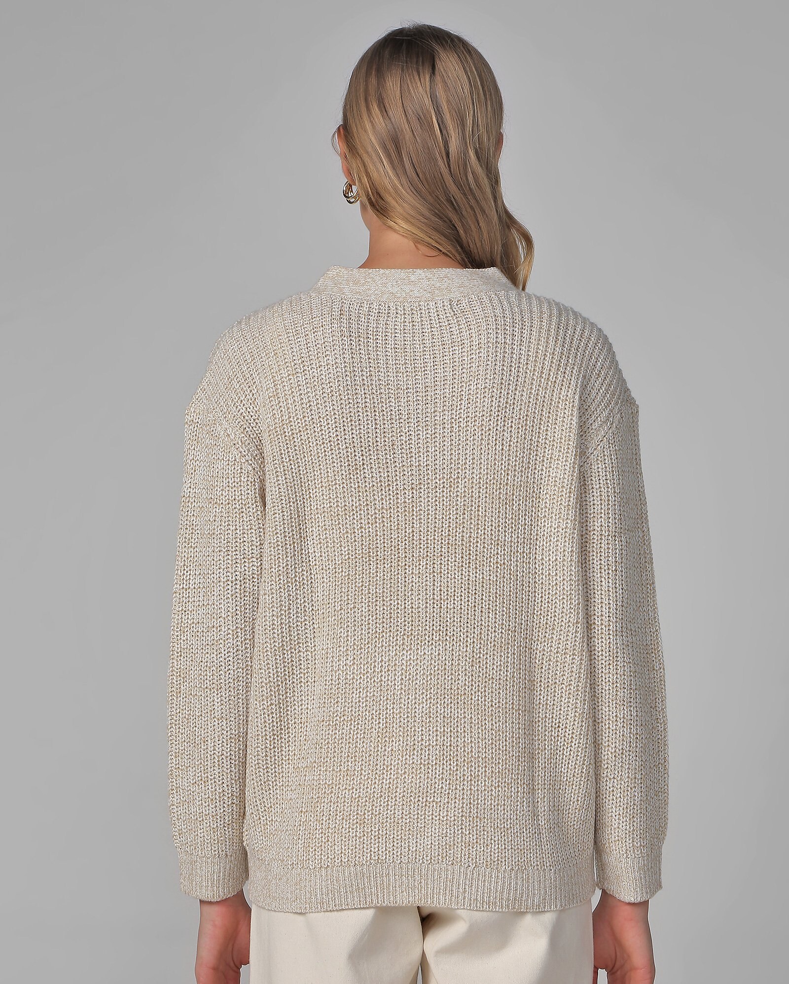 Riachuelo | Cardigan Feminino Manga Longa Tricot Bege AK by Riachuelo