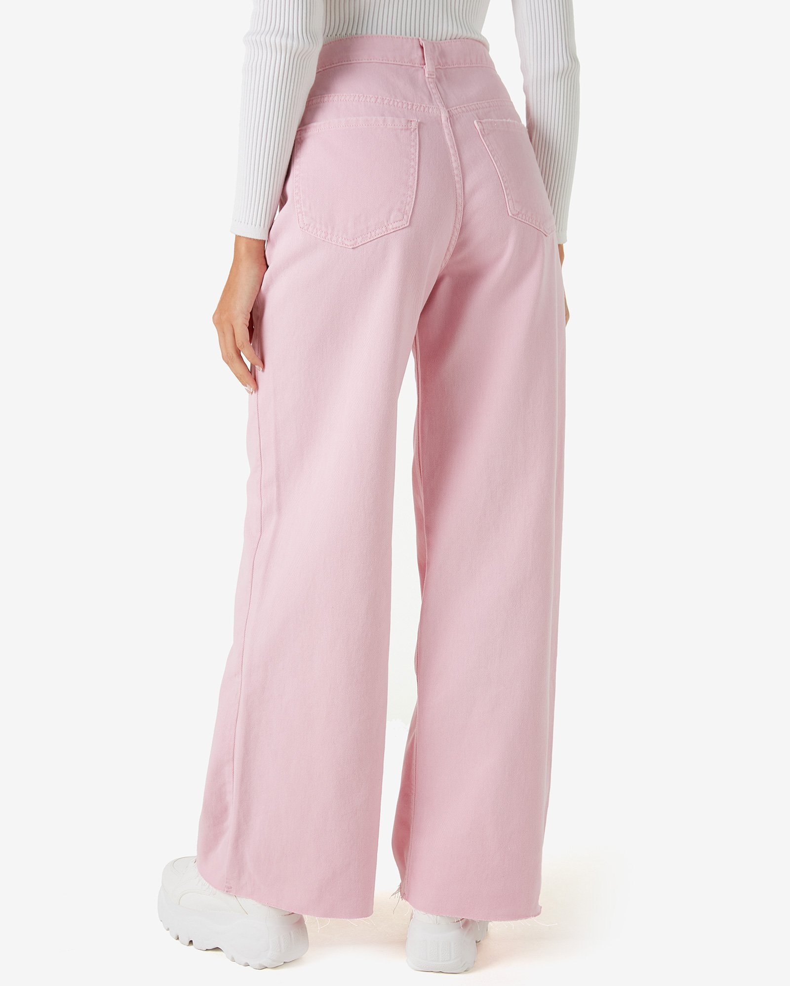 Riachuelo | Calça Jeans Color Feminina Wide Leg Five Pockets Rosa Claro ...