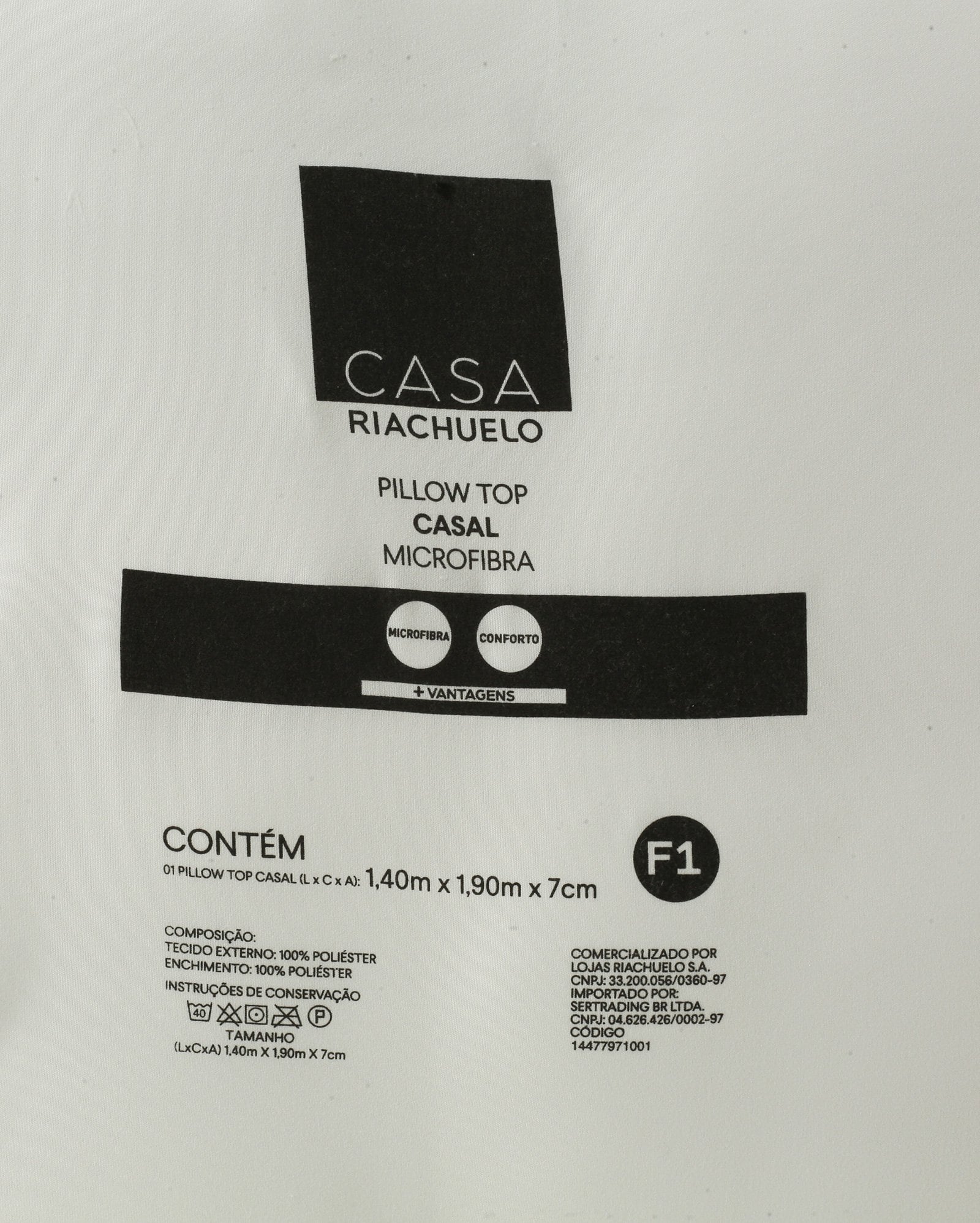 Riachuelo | Pillow Top Casal Microfibra Branco Casa Riachuelo