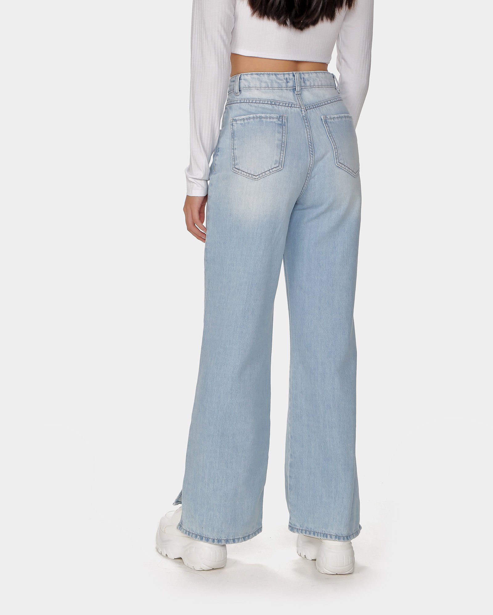 Riachuelo | Calça jeans juvenil wide leg estonada denim claro | Y C by ...