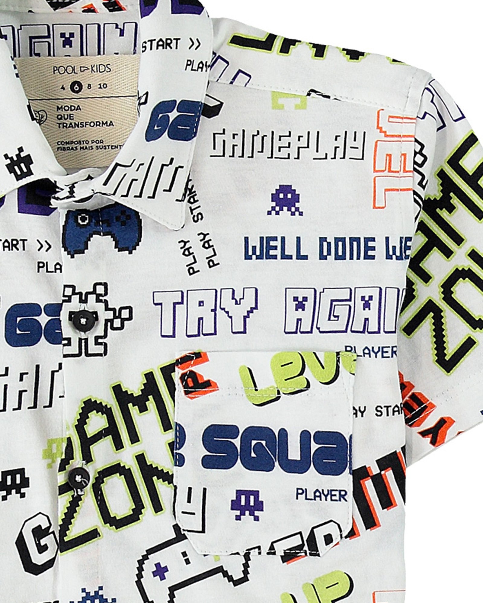 Riachuelo | Camisa Infantil Malha Games Branco/Preto Tam 4 a 10 Pool by ...