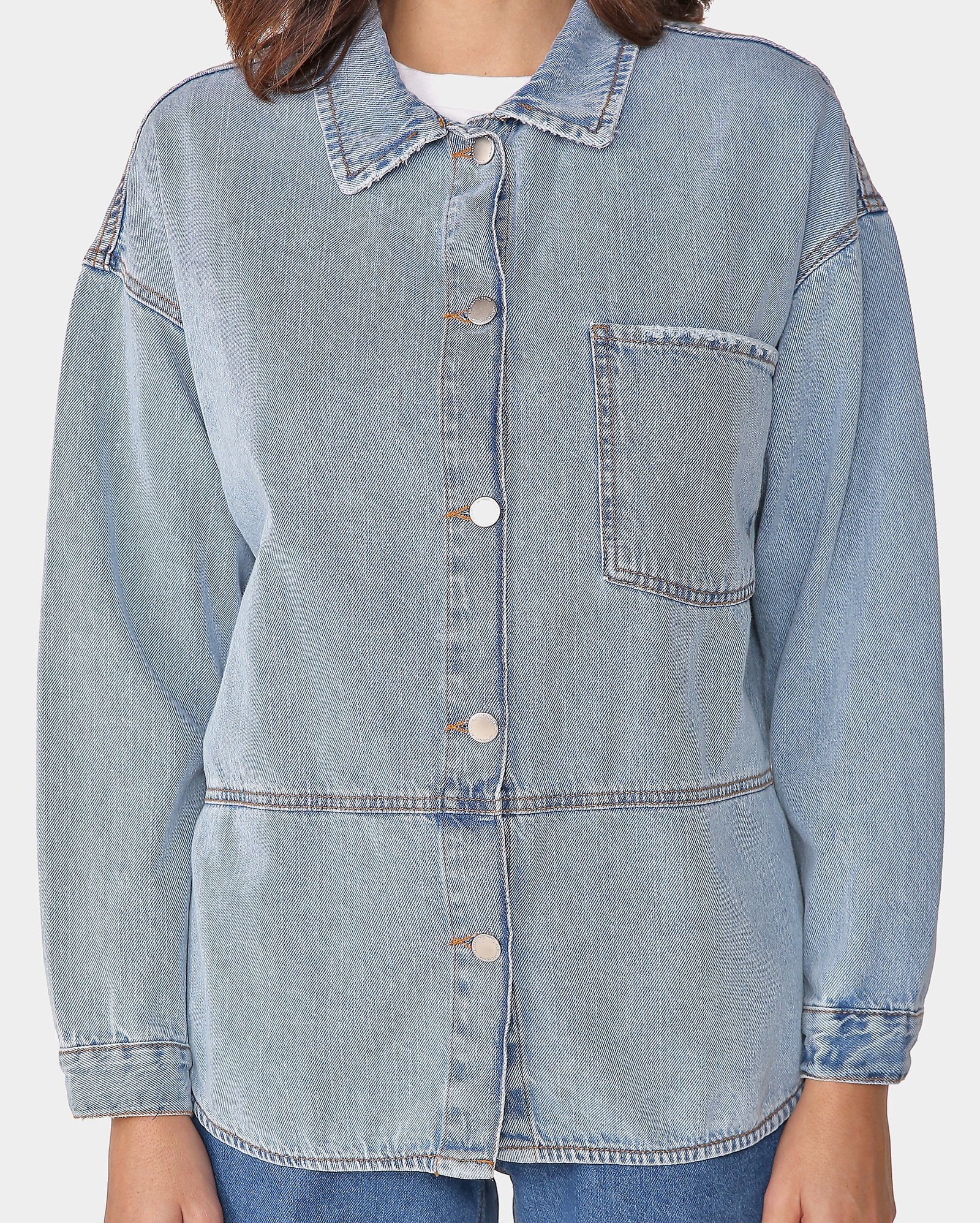 Riachuelo | Shacket Jeans Feminina Alongada Denim Claro Pool by Riachuelo