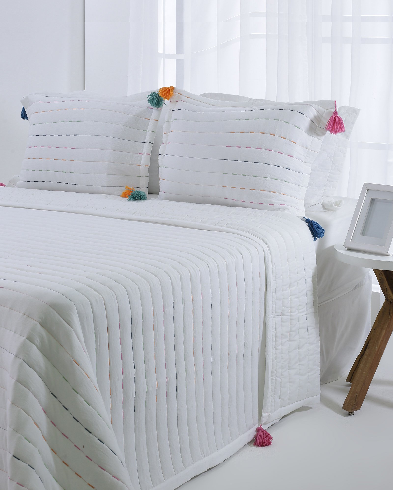 Riachuelo | Kit Colcha King Hi Design Washed Linhas 3 Peças Branco Casa ...