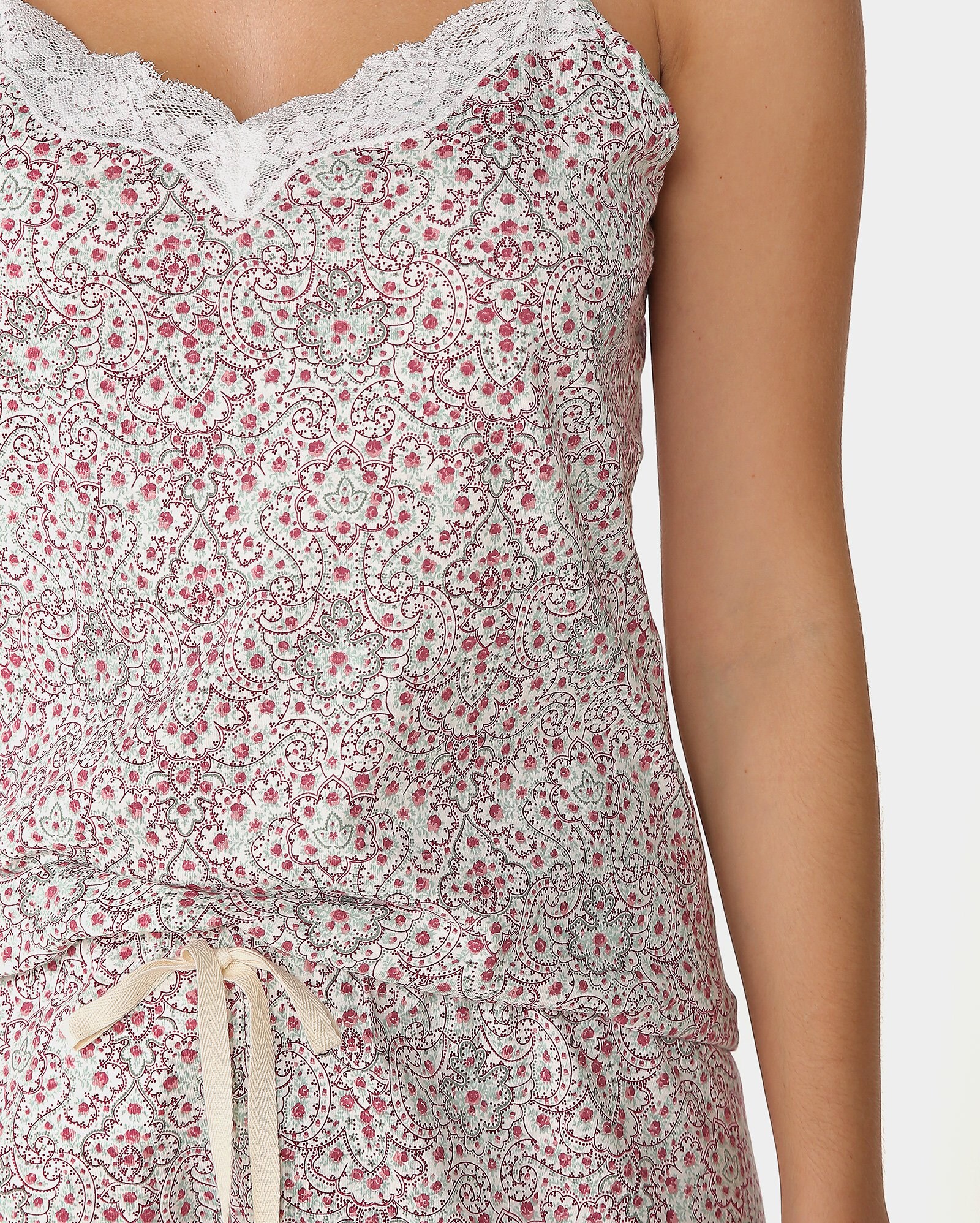 Riachuelo | Short Doll Feminino Alças Finas Floral Branco Riachuelo