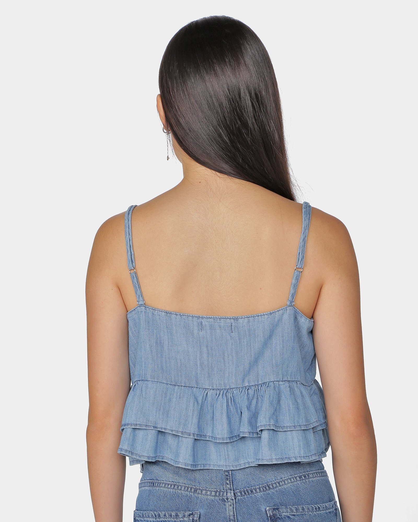 Riachuelo | Blusa Cropped Jeans Juvenil Alça Fina Denim Claro Tam 10 a ...