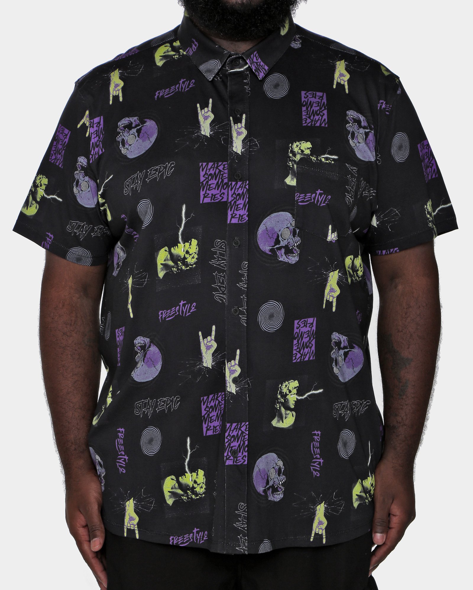 Riachuelo | Camisa Manga Curta Plus Size Masculina Stay Epic Preto ALLMAN
