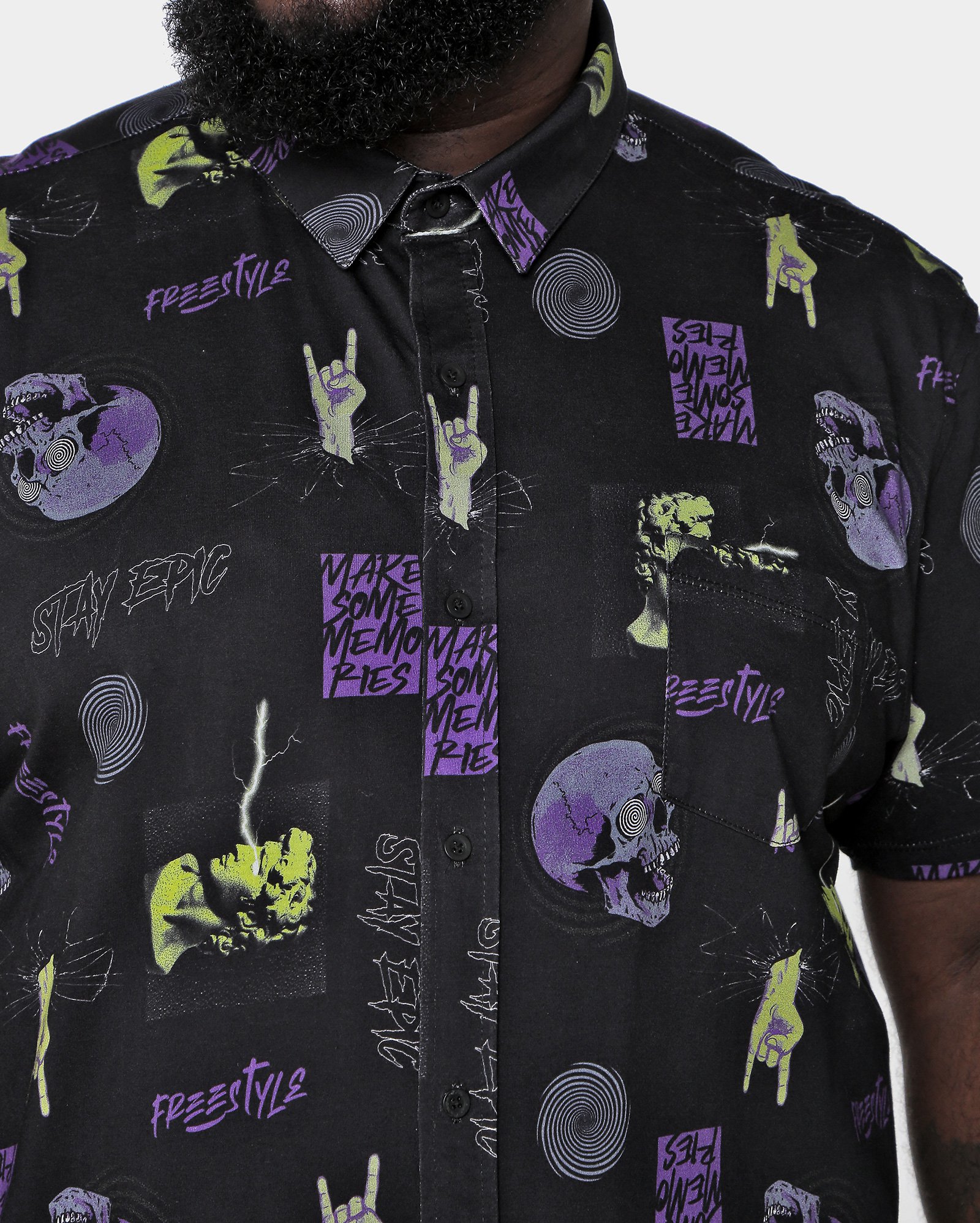 Riachuelo | Camisa Manga Curta Plus Size Masculina Stay Epic Preto ALLMAN