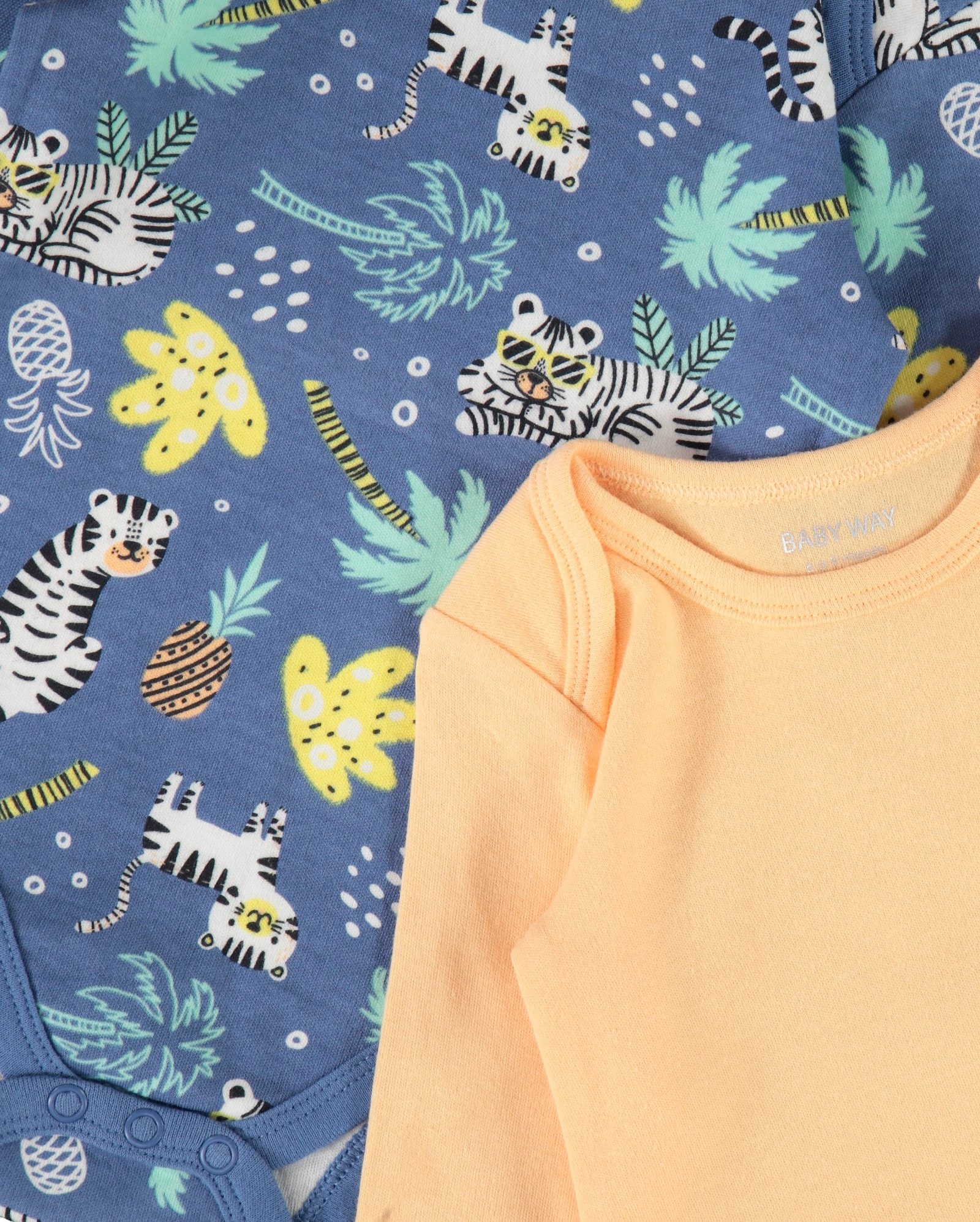 Riachuelo | Kit Body Bebê 2 peças Manga Longa Felinos Azul/ Laranja Tam ...