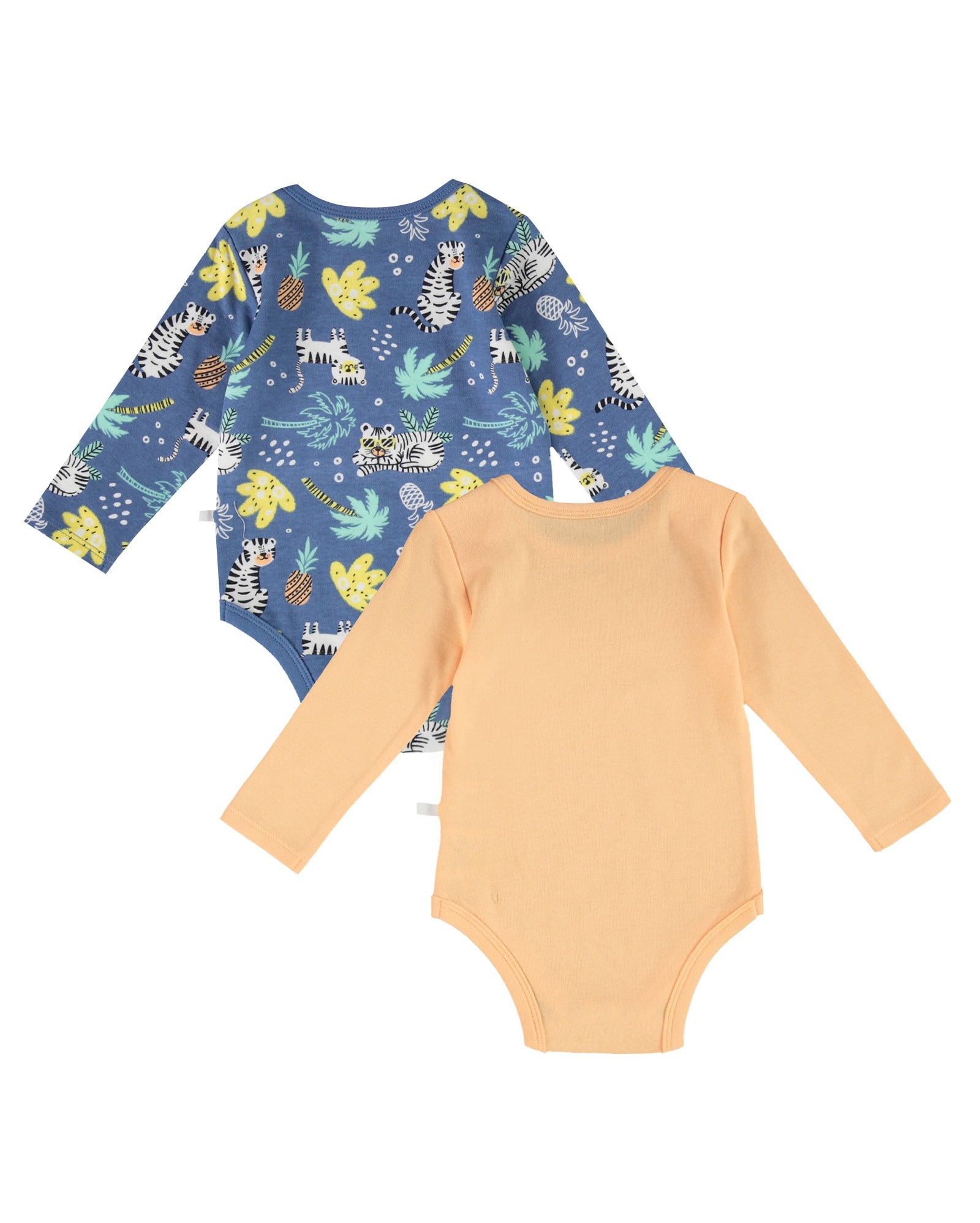 Riachuelo | Kit Body Bebê 2 peças Manga Longa Felinos Azul/ Laranja Tam ...