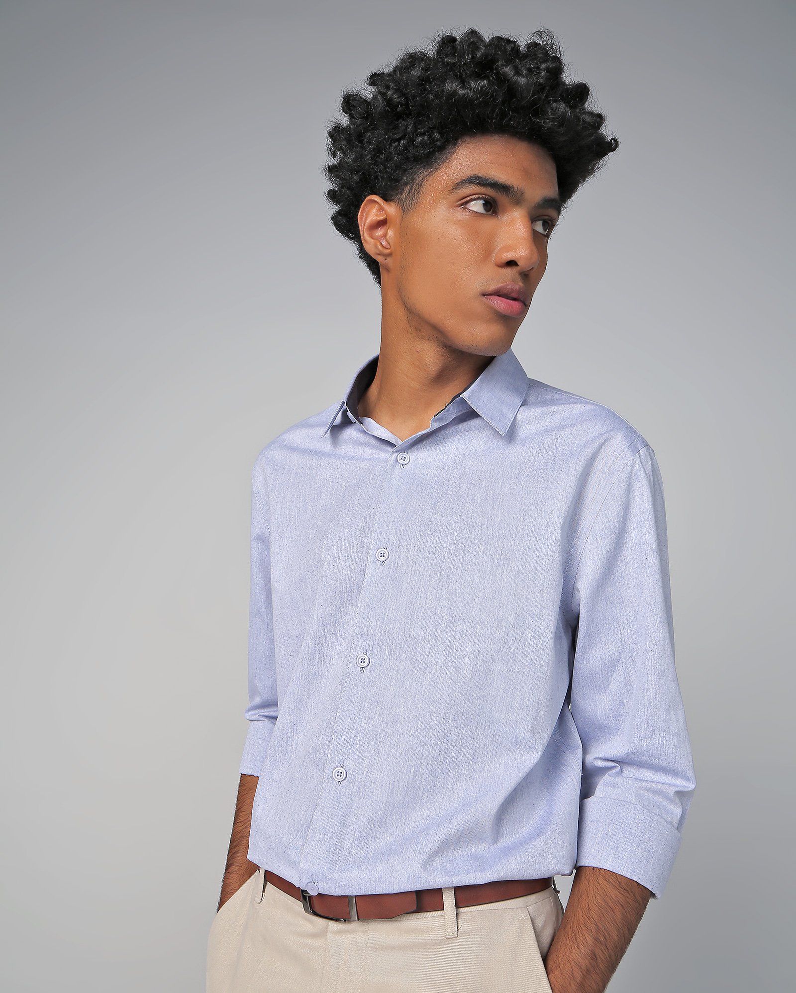 Riachuelo | Camisa Manga Longa Masculina Social Slim Lisa Azul Claro ...