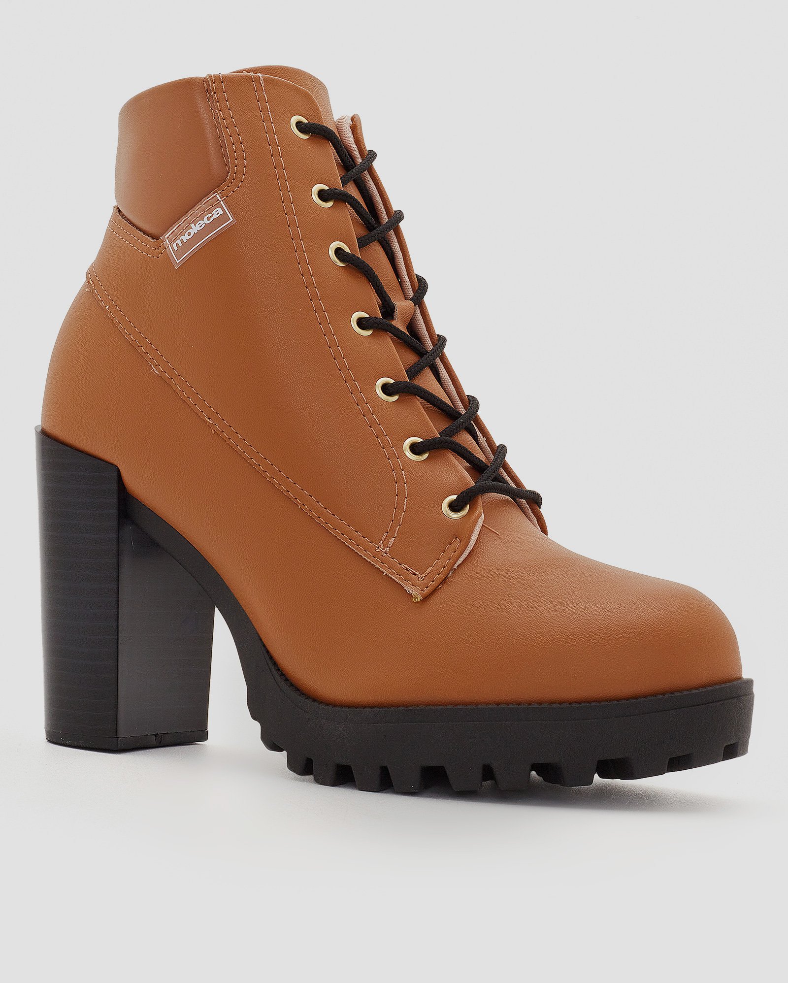 Riachuelo | Bota Coturno Salto Alto Pespontos Amarração Moleca Marrom ...