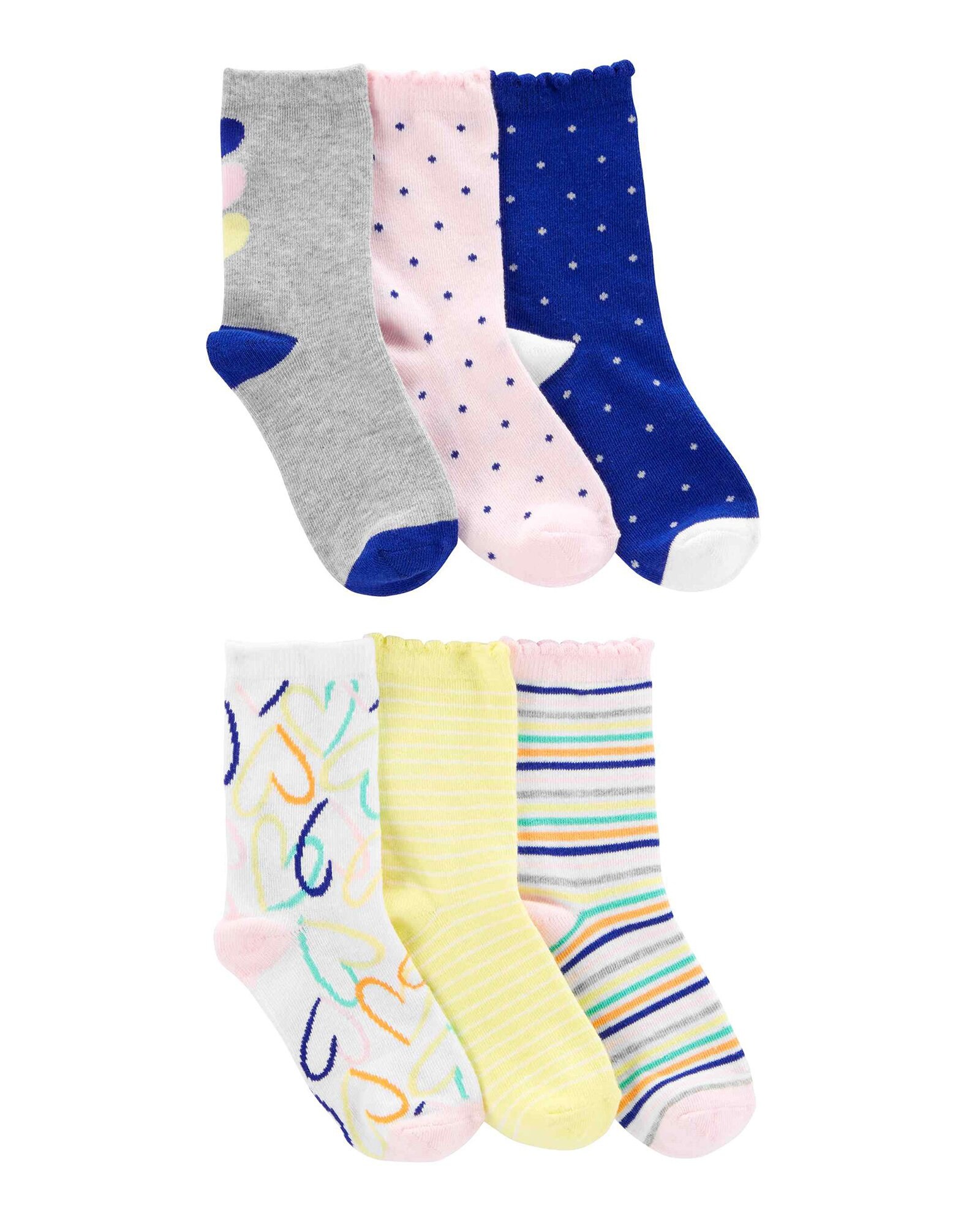 Kit Meia Infantil 6 Pares Estampado Multicor Carter's Tam 2 a 4 ...