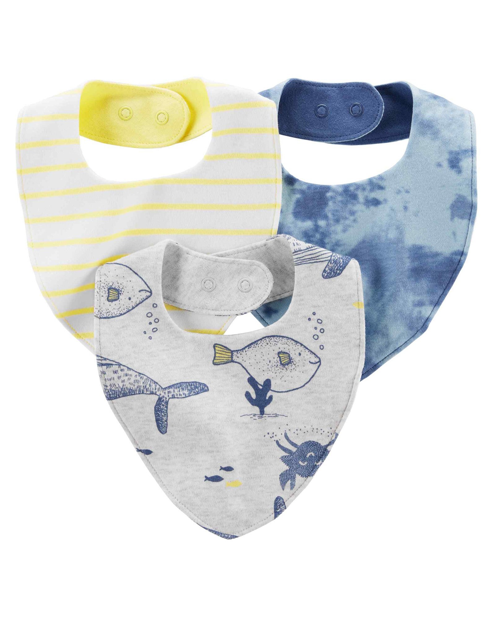 Kit babador 3 peças peixinho azul | Carter's | Carter's Oficial