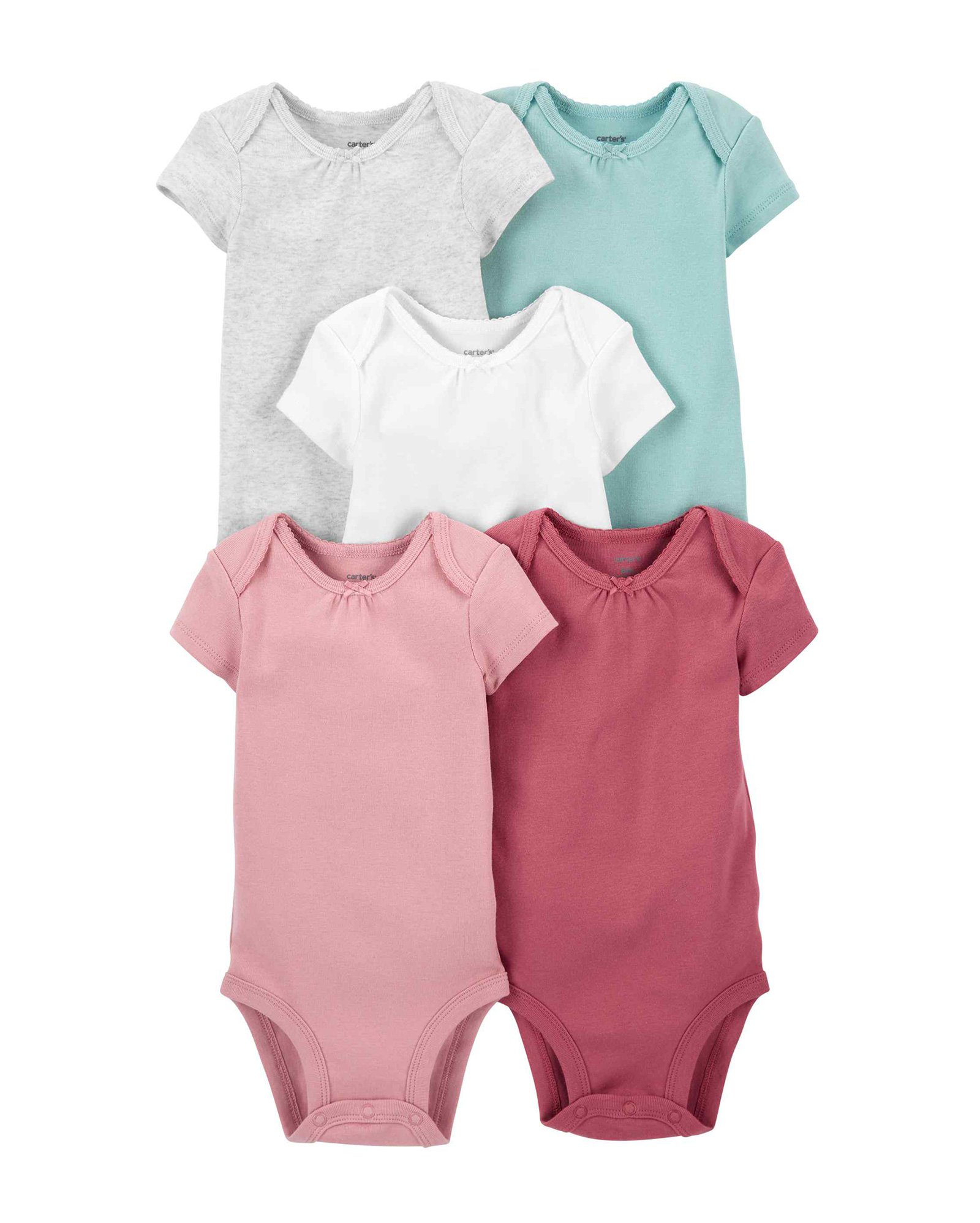 Riachuelo | Kit body bebê 5 peças cava americana rosa | Carter's