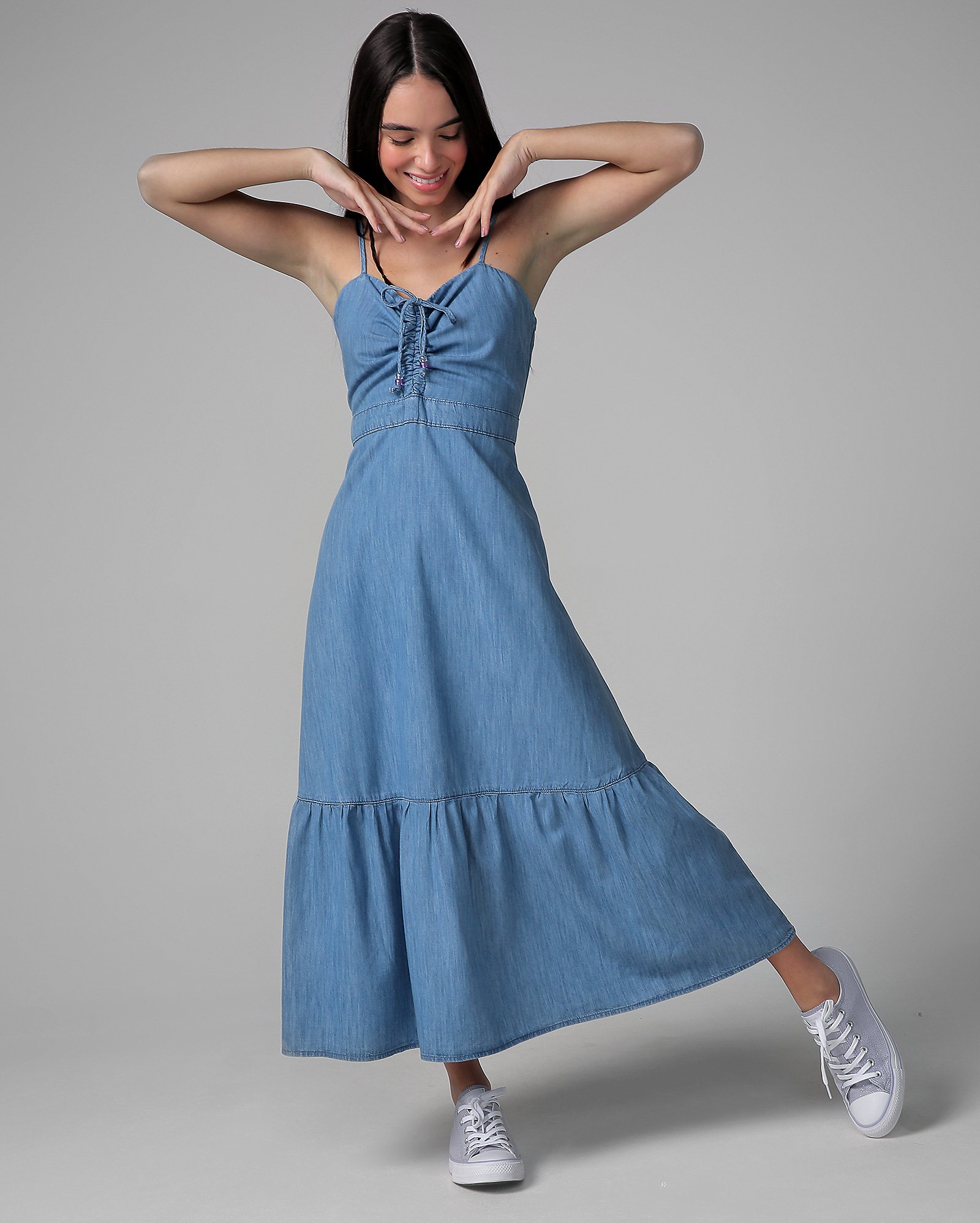 Riachuelo | Vestido Jeans Juvenil Midi Denim Claro Tam 10 a 16 Young ...