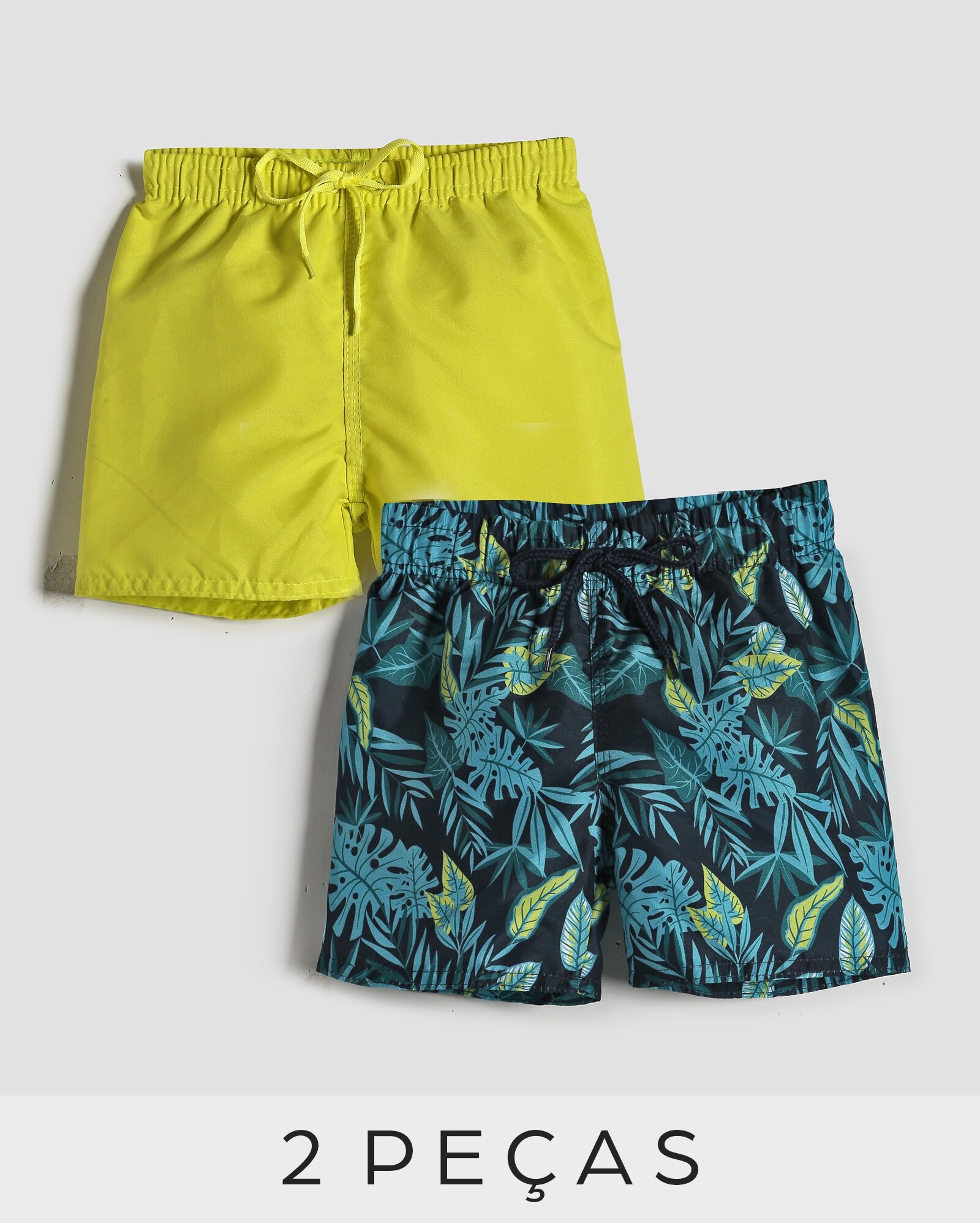 Riachuelo | Kit bermuda infantil 2 peças folhagens azul | Pool by Riachuelo