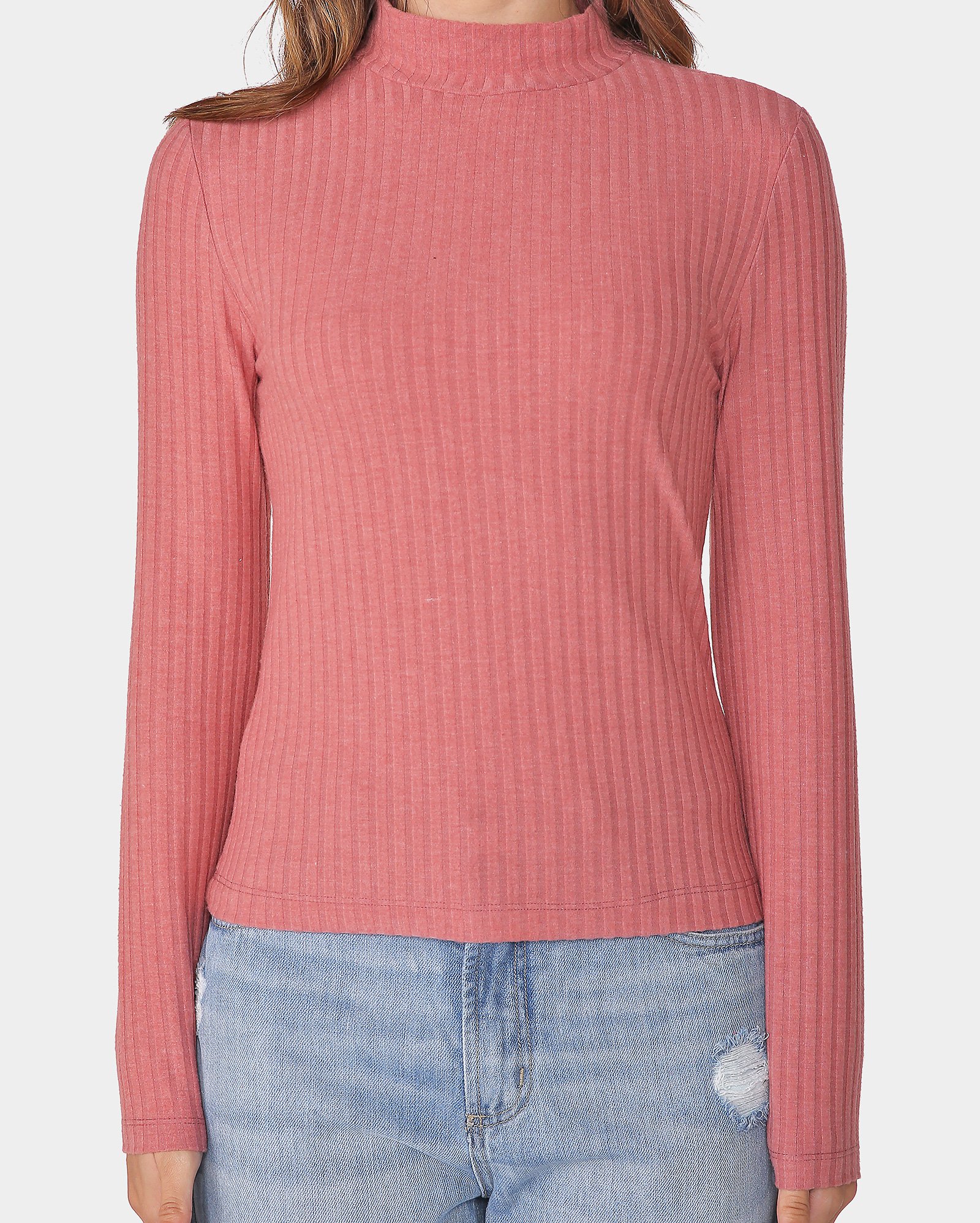 Riachuelo | Blusa Feminina Gola Alta Malha Canelada Rosa Chiclete Pool ...