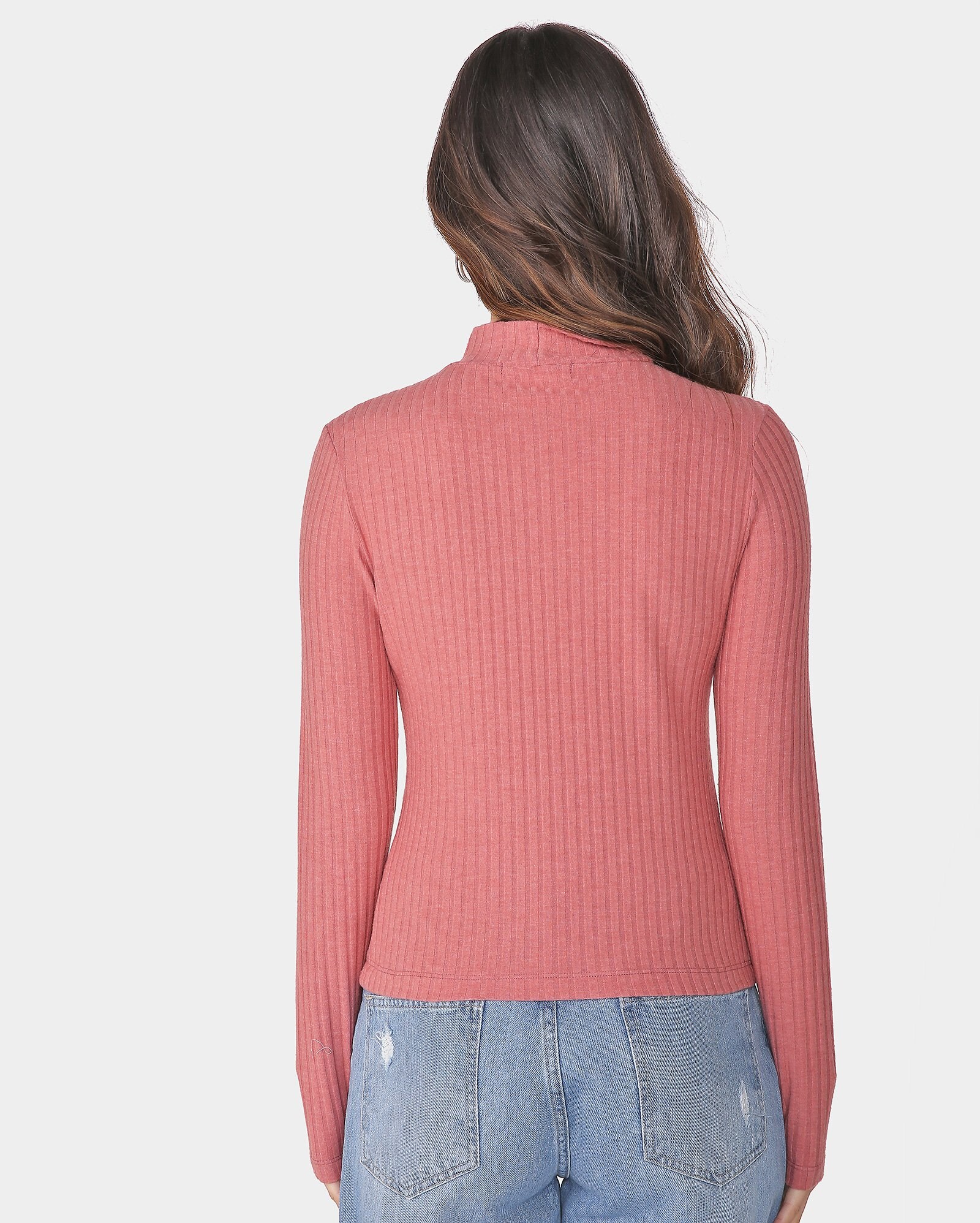 Riachuelo | Blusa Feminina Gola Alta Malha Canelada Rosa Chiclete Pool ...