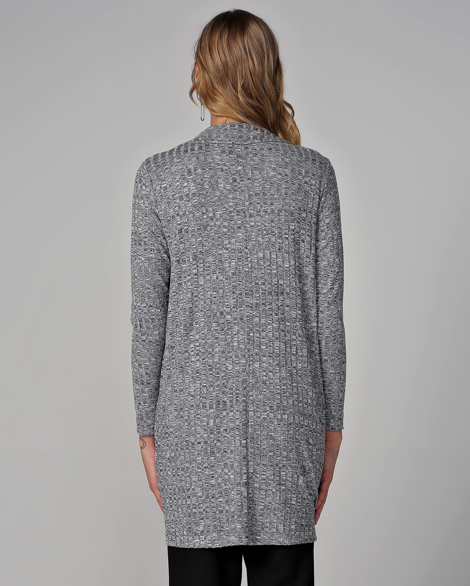 Riachuelo | Cardigan Feminino Aberto Tricot Canelado Cinza AK by Riachuelo