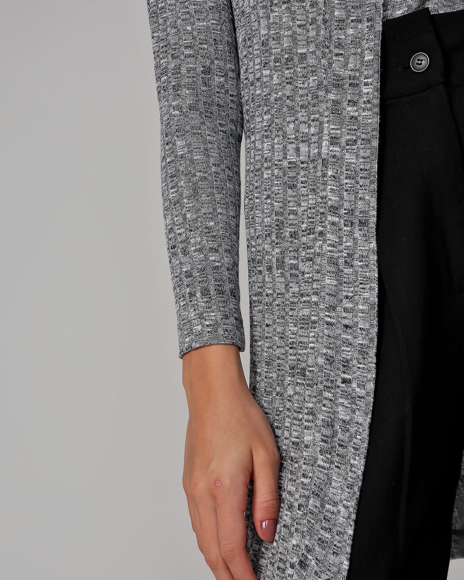 Riachuelo | Cardigan Feminino Aberto Tricot Canelado Cinza AK by Riachuelo