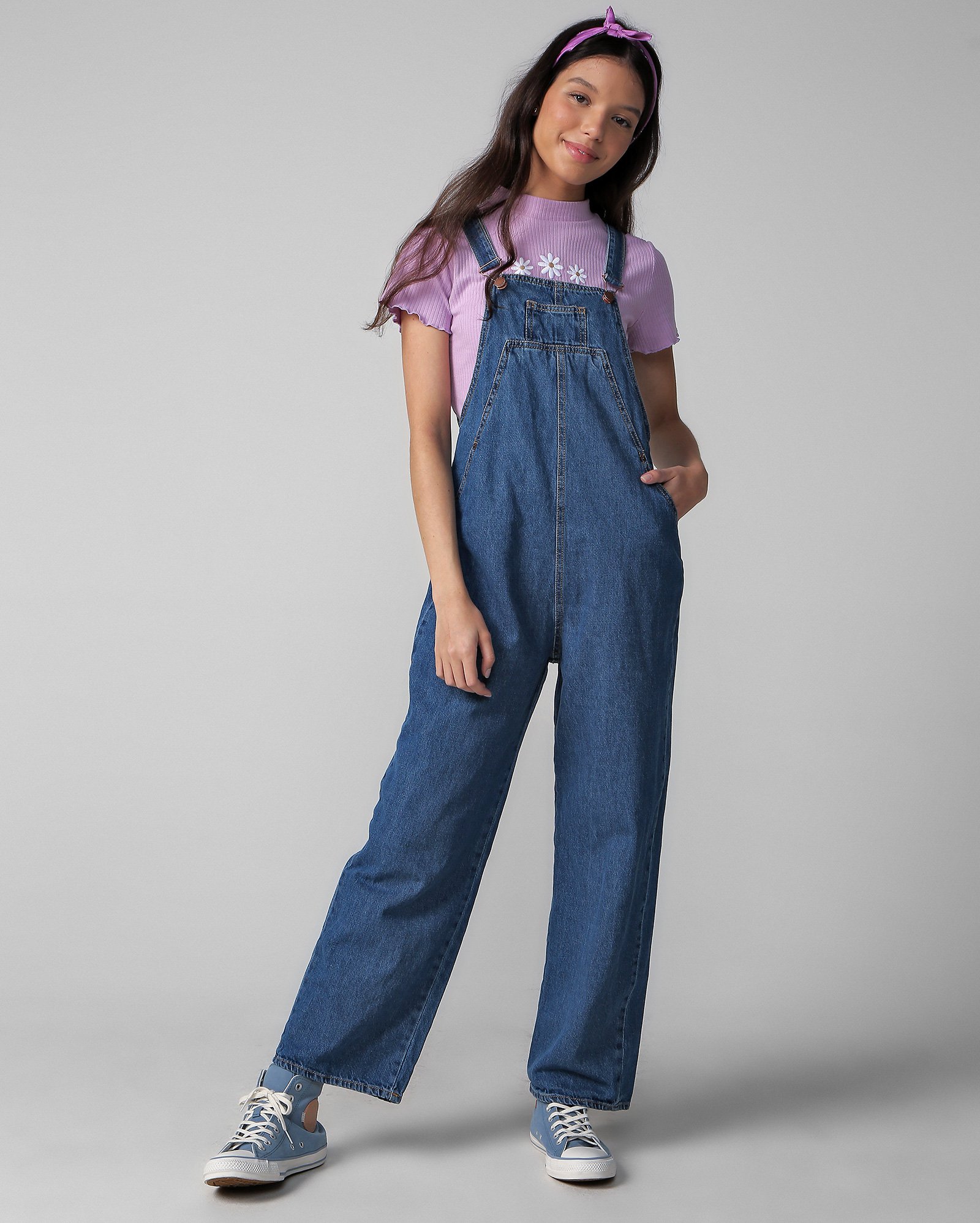 Riachuelo | Jardineira Jeans Juvenil Denim Médio Tam 10 a 16 Young ...