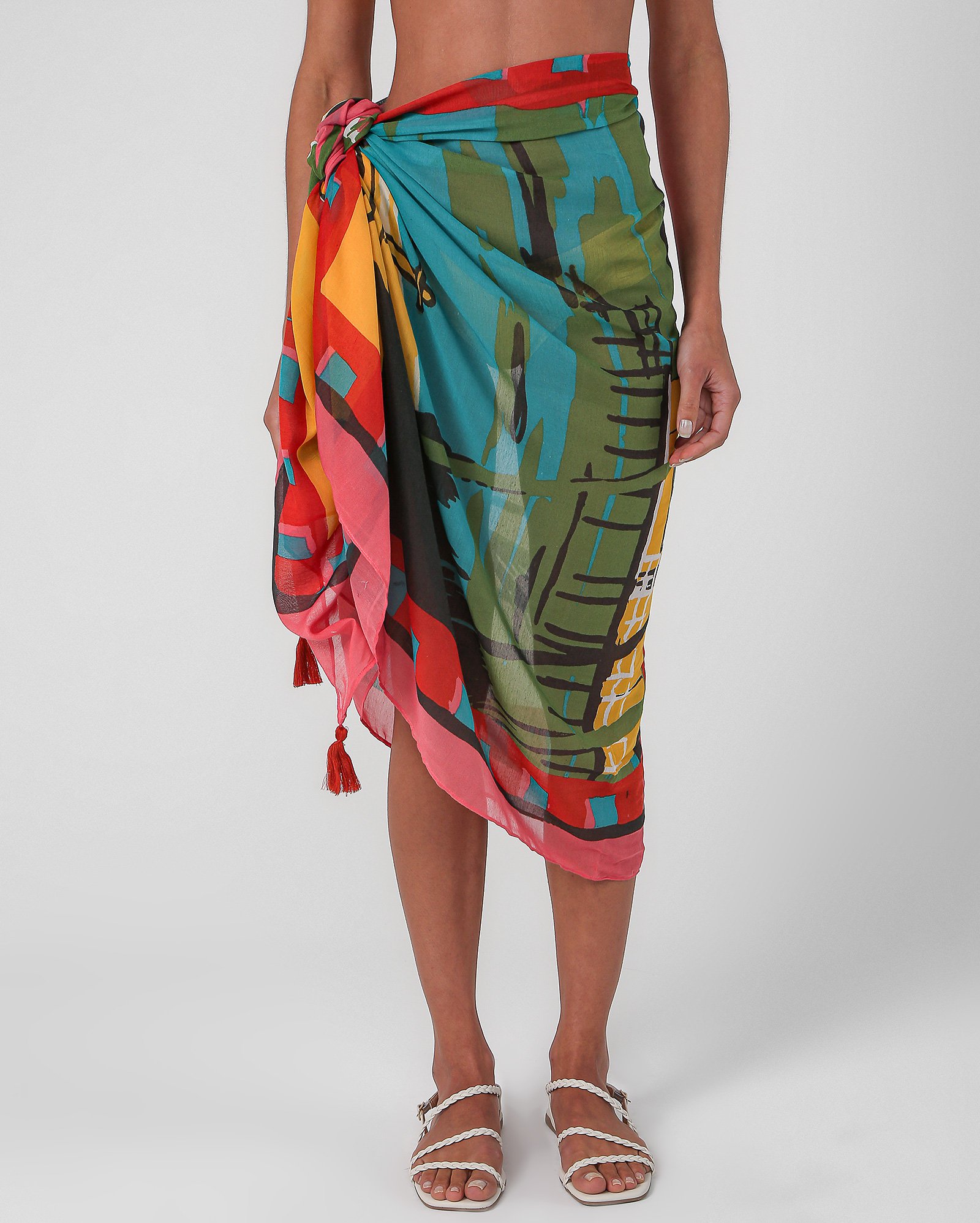 Riachuelo | Saída de praia saia pareô coqueiros rosa | Dript by Riachuelo