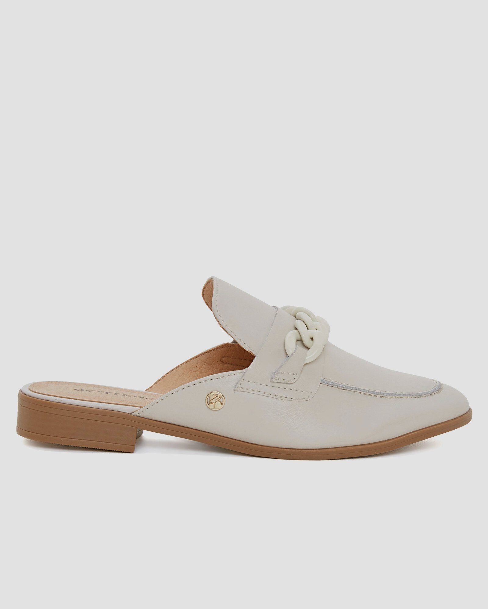 Riachuelo | Sapato Mule Couro Corrente Bottero Branco Gelo