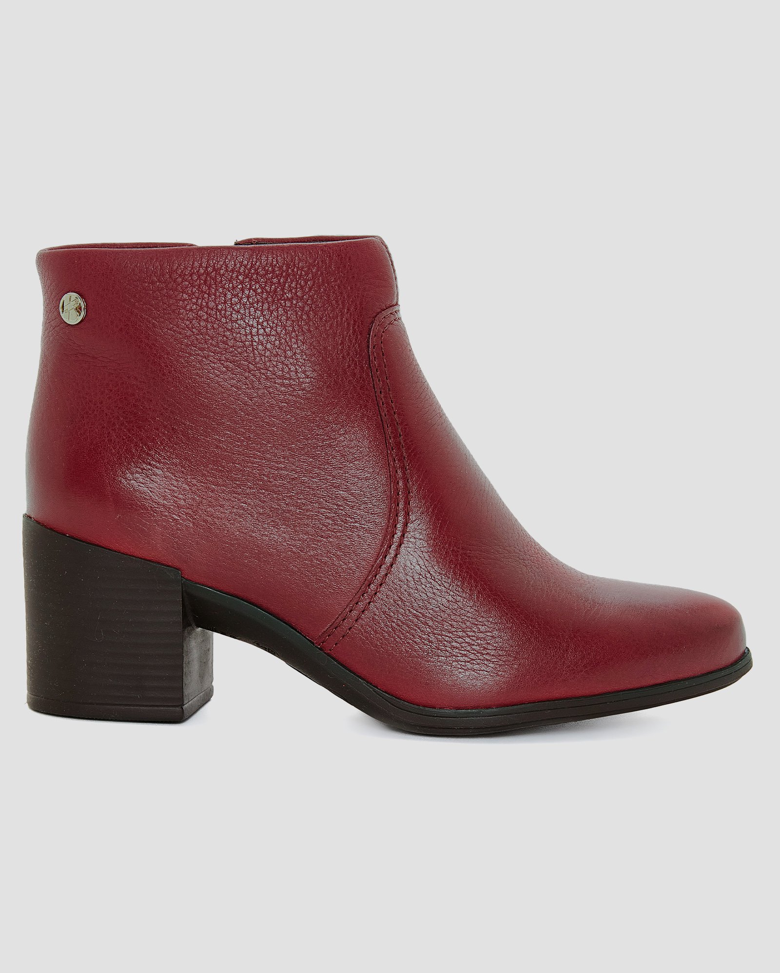 Riachuelo | Bota Cano Baixo Zíper Bottero Vermelho Escuro Riachuelo