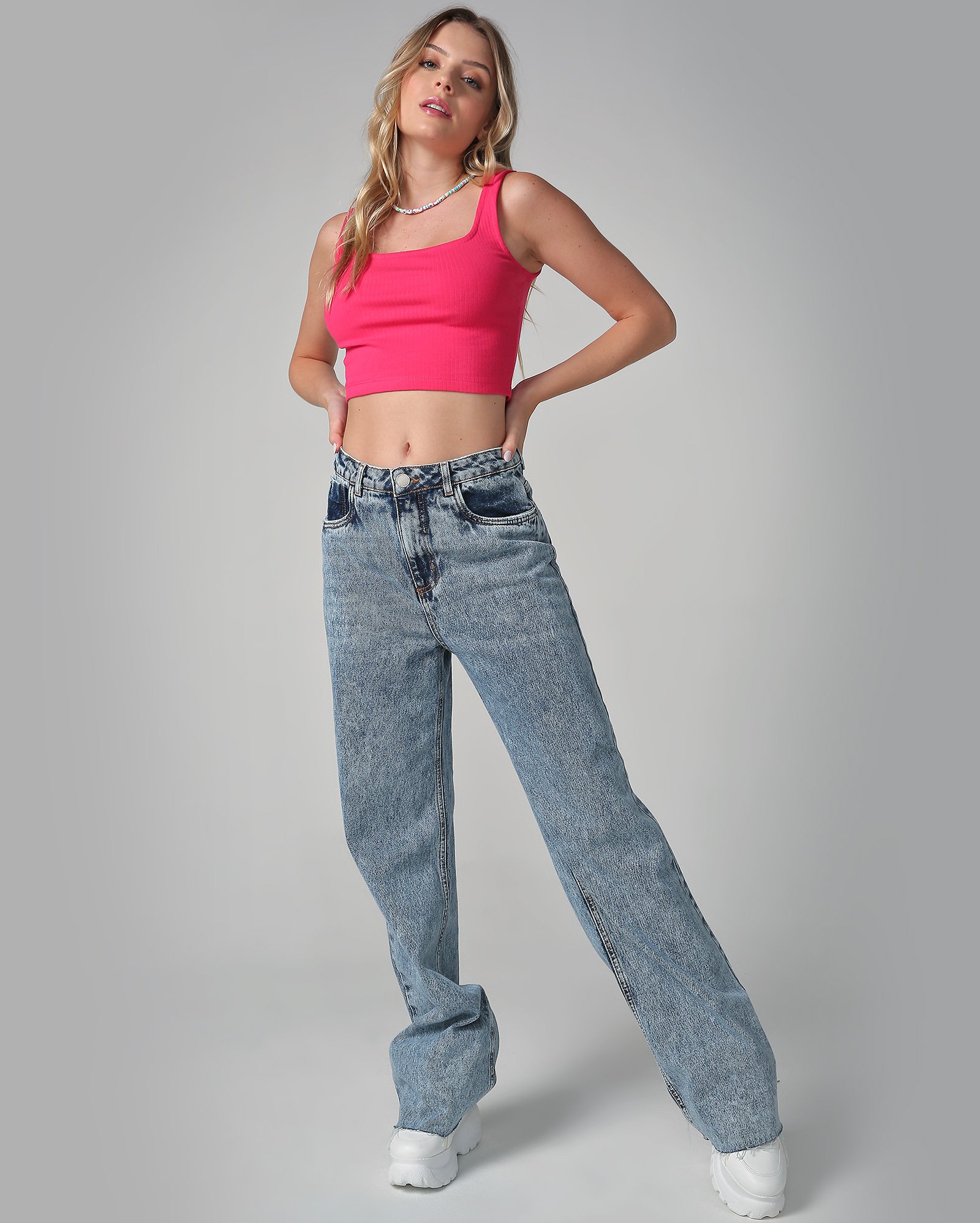 Riachuelo | Regata Cropped Feminina Alça Média Canelada Rosa Pool ...