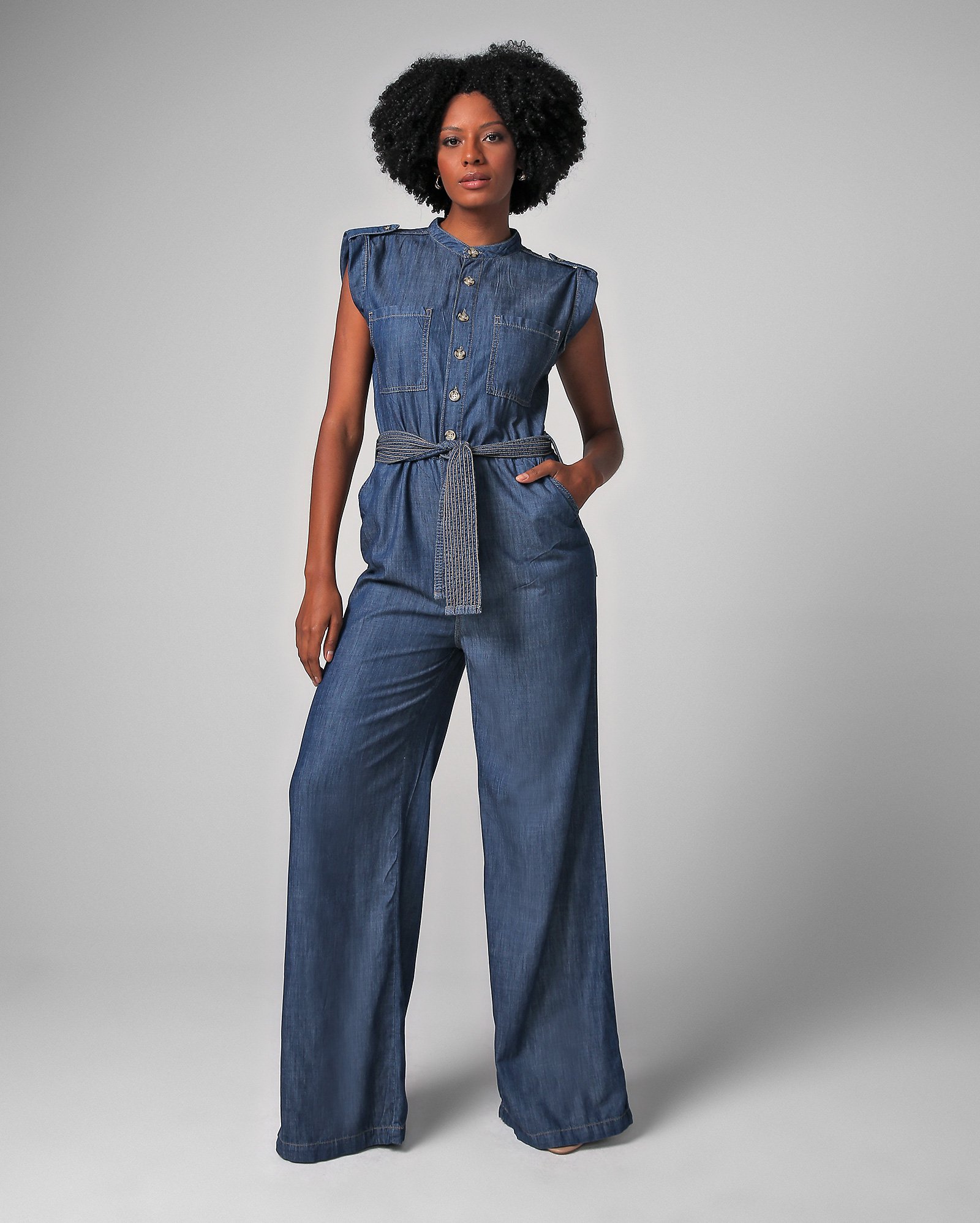 Riachuelo | Macacão Jeans Feminino Amarração Denim Médio AK by Riachuelo