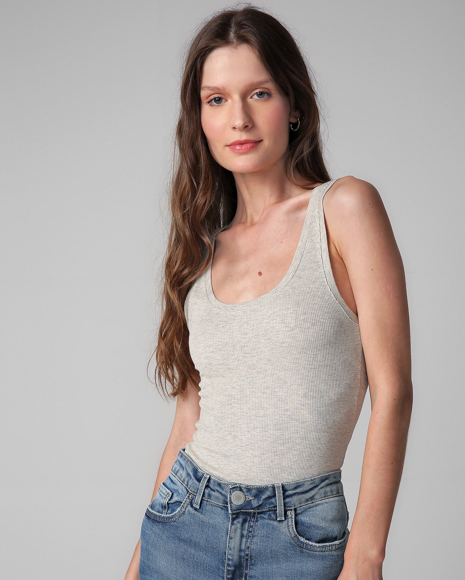 Riachuelo | Regata feminina ribana cinza | Pool Basics by Riachuelo