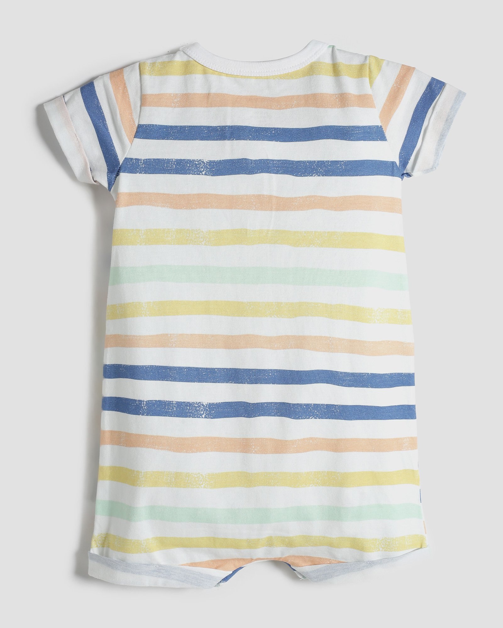 Riachuelo | Macaquinho bebê listrado com bolso branco | Baby Way by Riachuelo