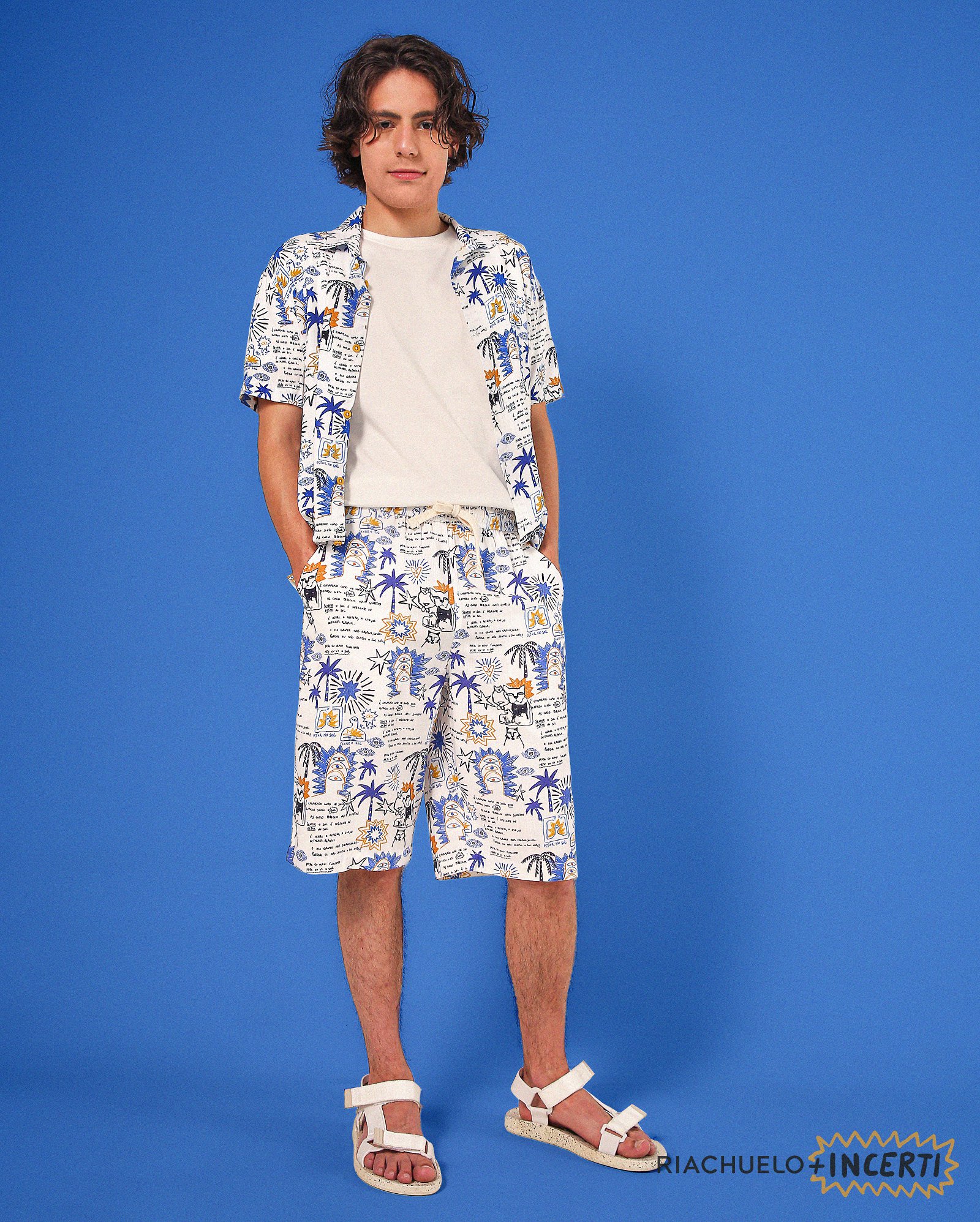 Riachuelo | Bermuda juvenil rascunhos branca | Riachuelo + Incerti