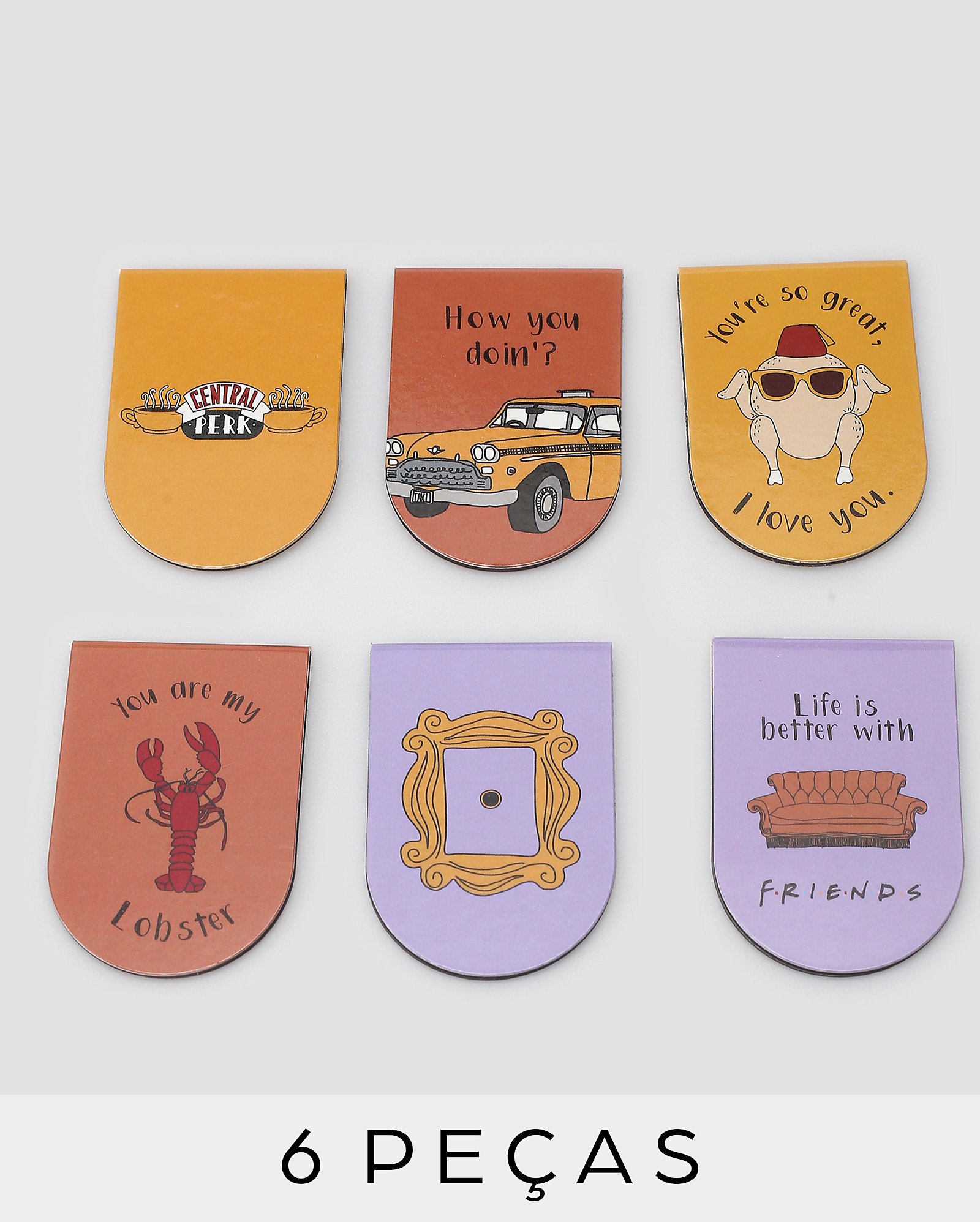 Riachuelo | Kit marca página Friends 6 peças amarelo | Warner Bros.