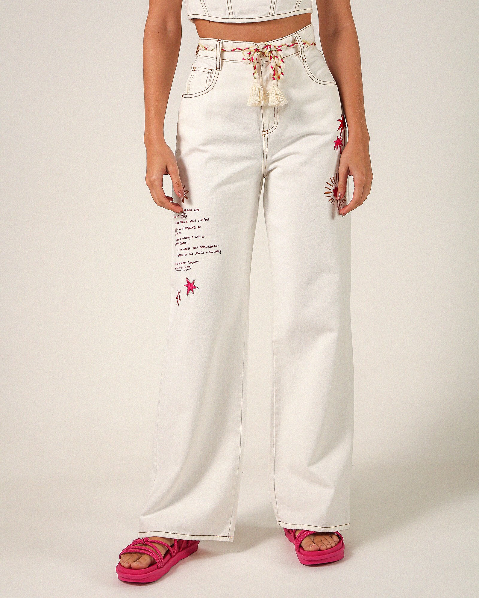 Riachuelo | Calça jeans color juvenil wide leg rascunho off-white ...