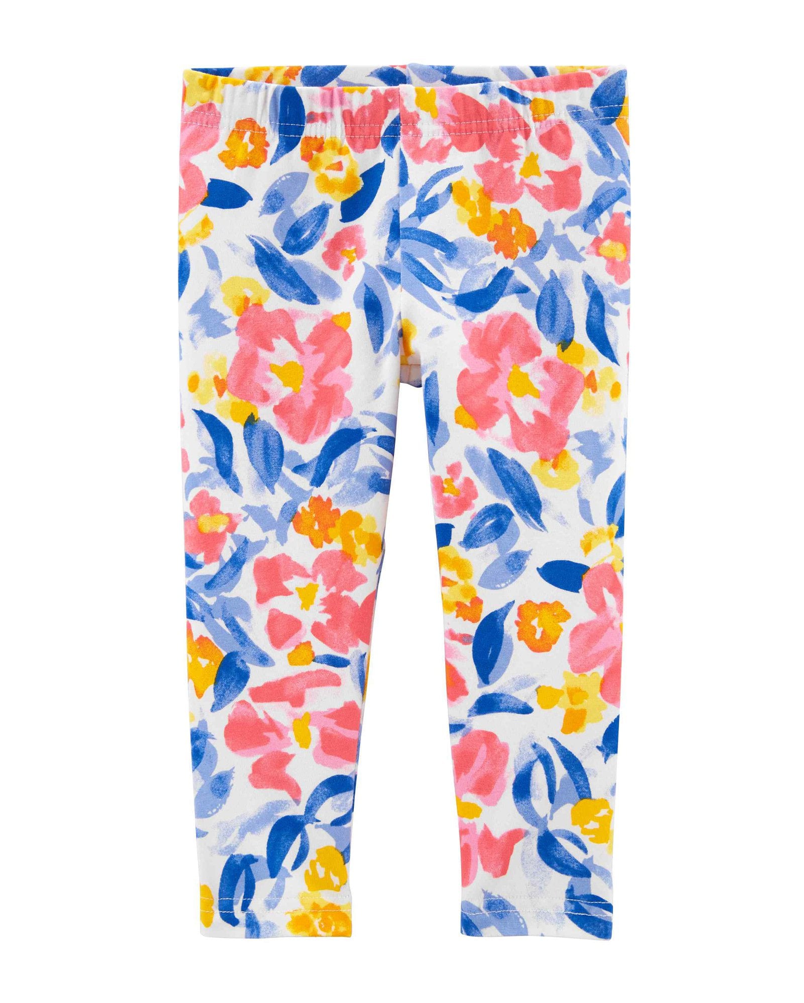 Calça legging infantil floral branca | Carter's | Carter's Oficial