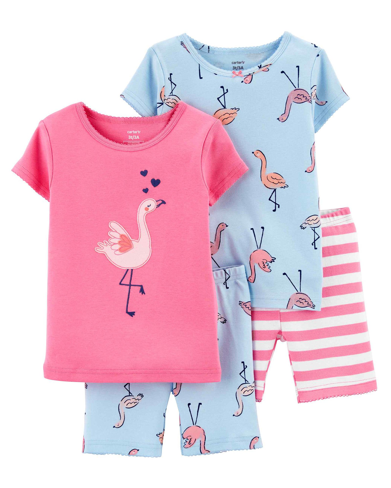 Riachuelo | Kit pijama curto infantil 4 peças flamingos rosa | Carter's