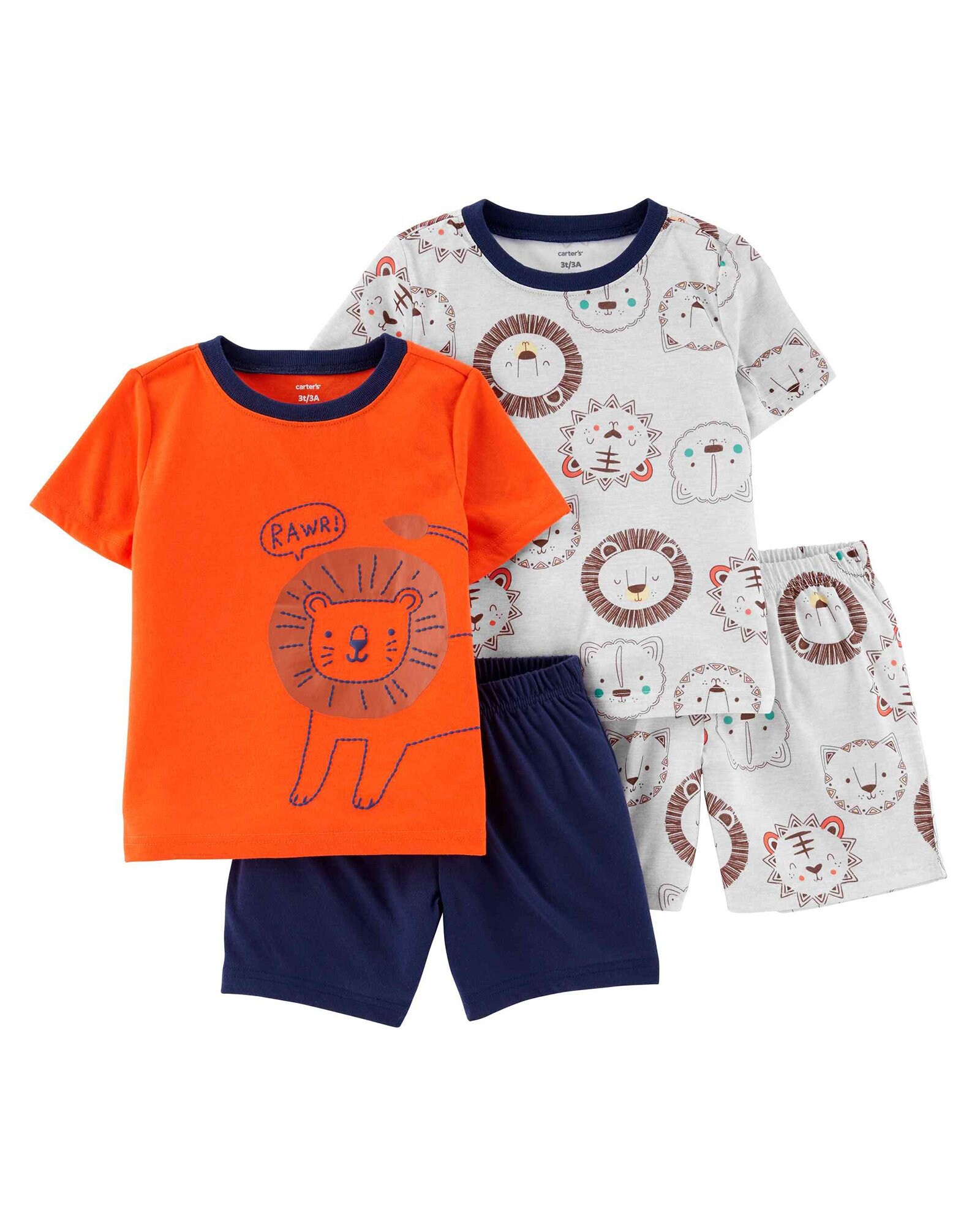 Riachuelo | Kit pijama curto bebê 4 peças leão laranja | Carter's
