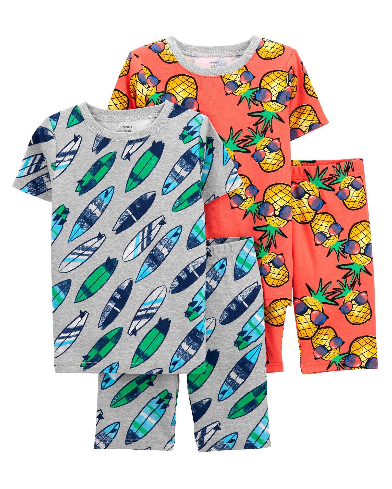 Kit pijama infantil 4 peças abacaxi surfista cinza | Carter's | Carter ...