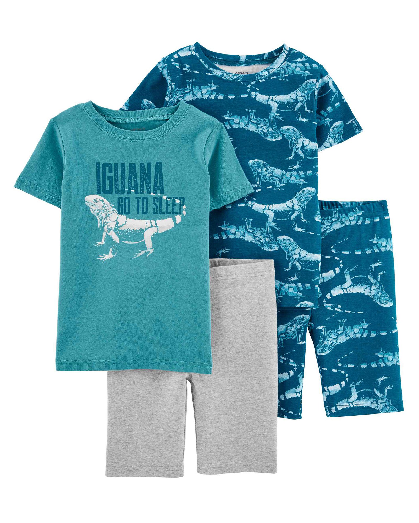 Kit pijama infantil 4 peças iguana azul | Carter's | Carter's Oficial
