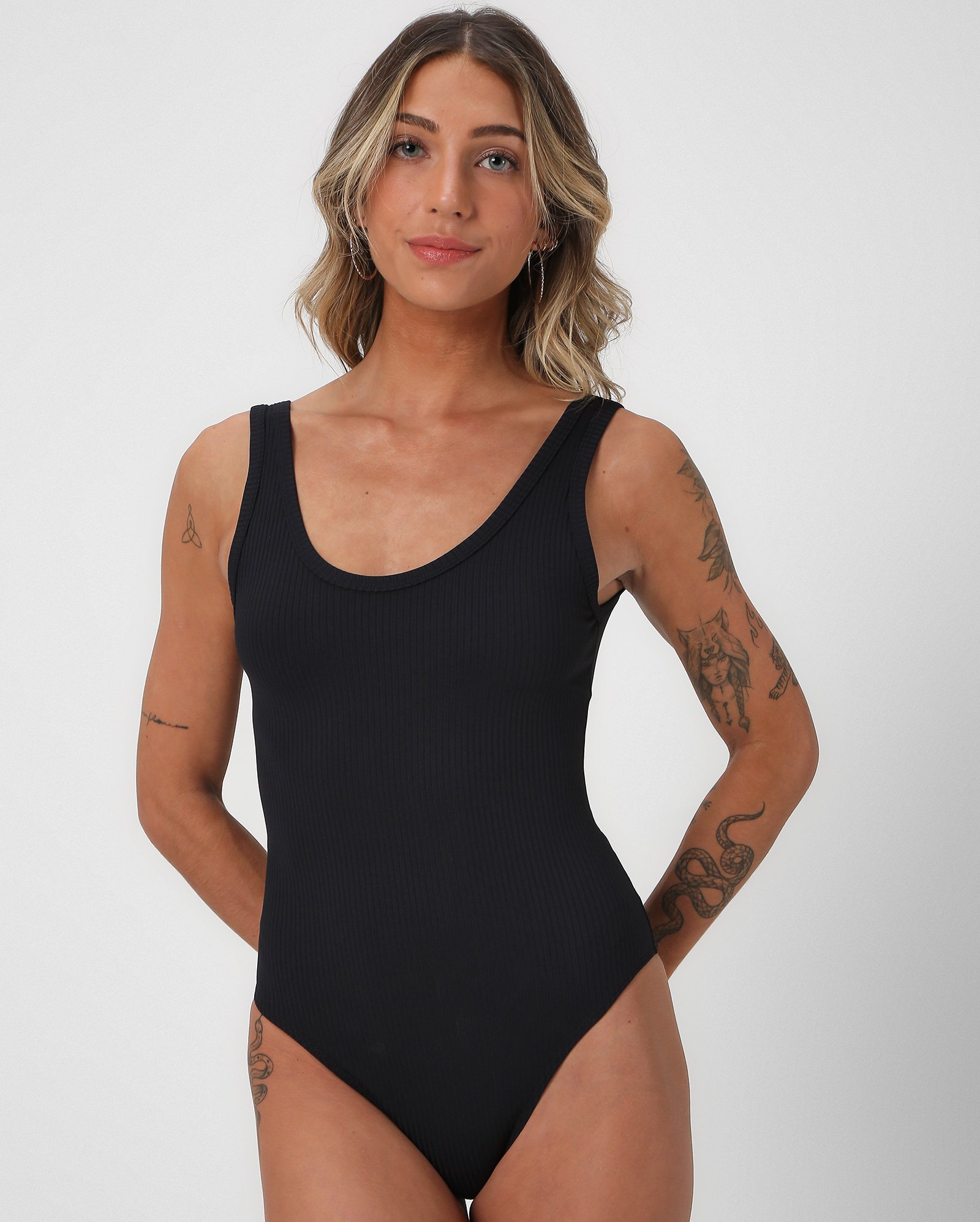 Riachuelo | Body feminino canelado preto | Pool Basics by Riachuelo