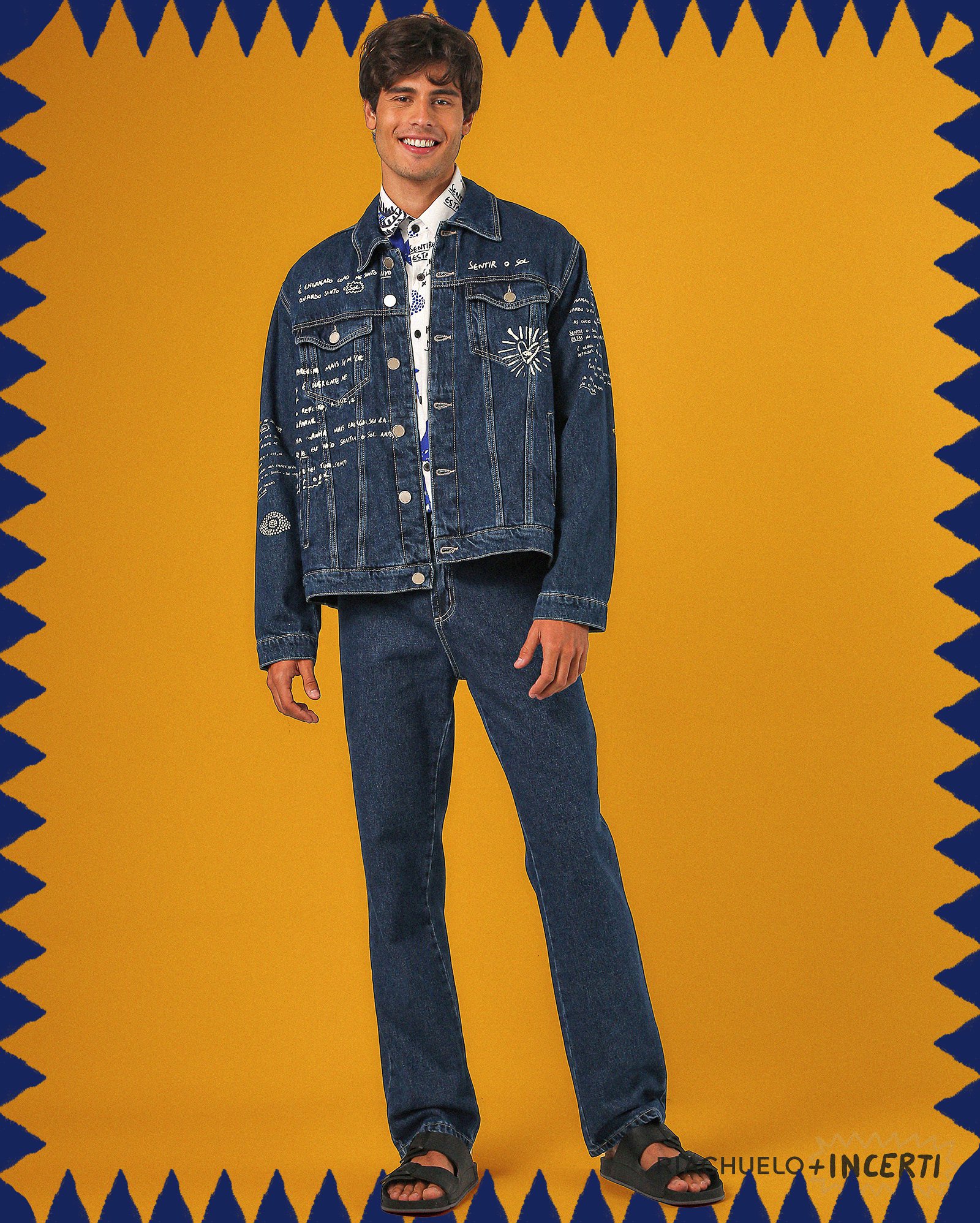 Riachuelo | Jaqueta jeans masculina rascunhos denim médio | Riachuelo ...