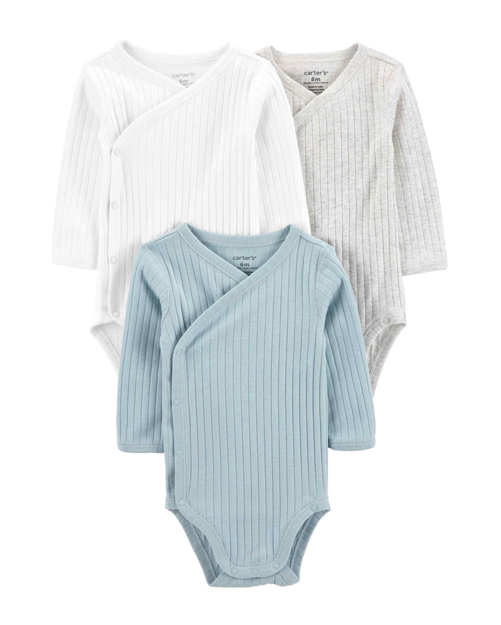 Riachuelo | Kit body bebê 3 peças transpassado azul | Carter's