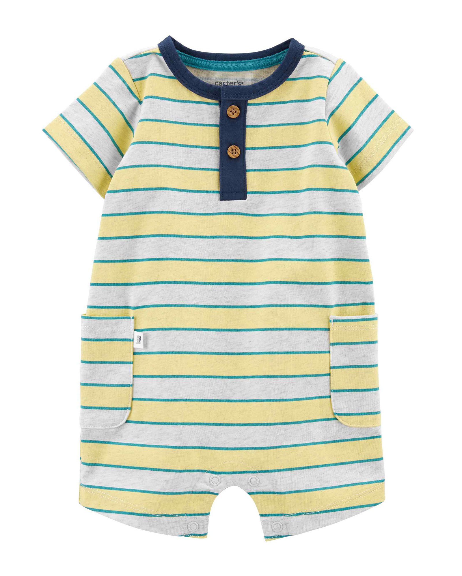 Macaquinho bebê listrado relaxed cinza | Carter's | Carter's Oficial