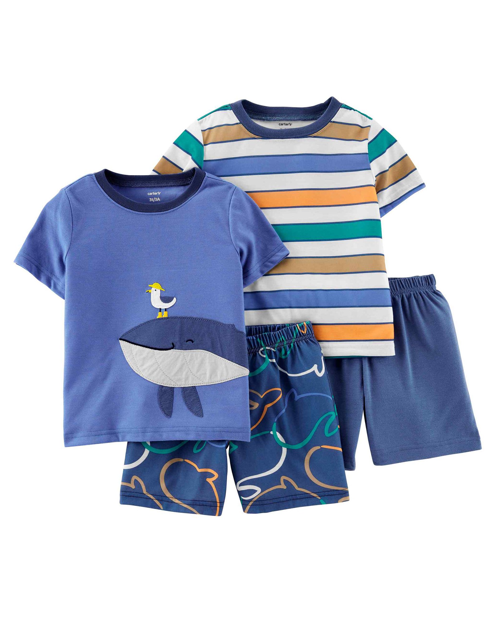 Riachuelo | Kit pijama infantil 4 peças baleia aventureira azul | Carter's