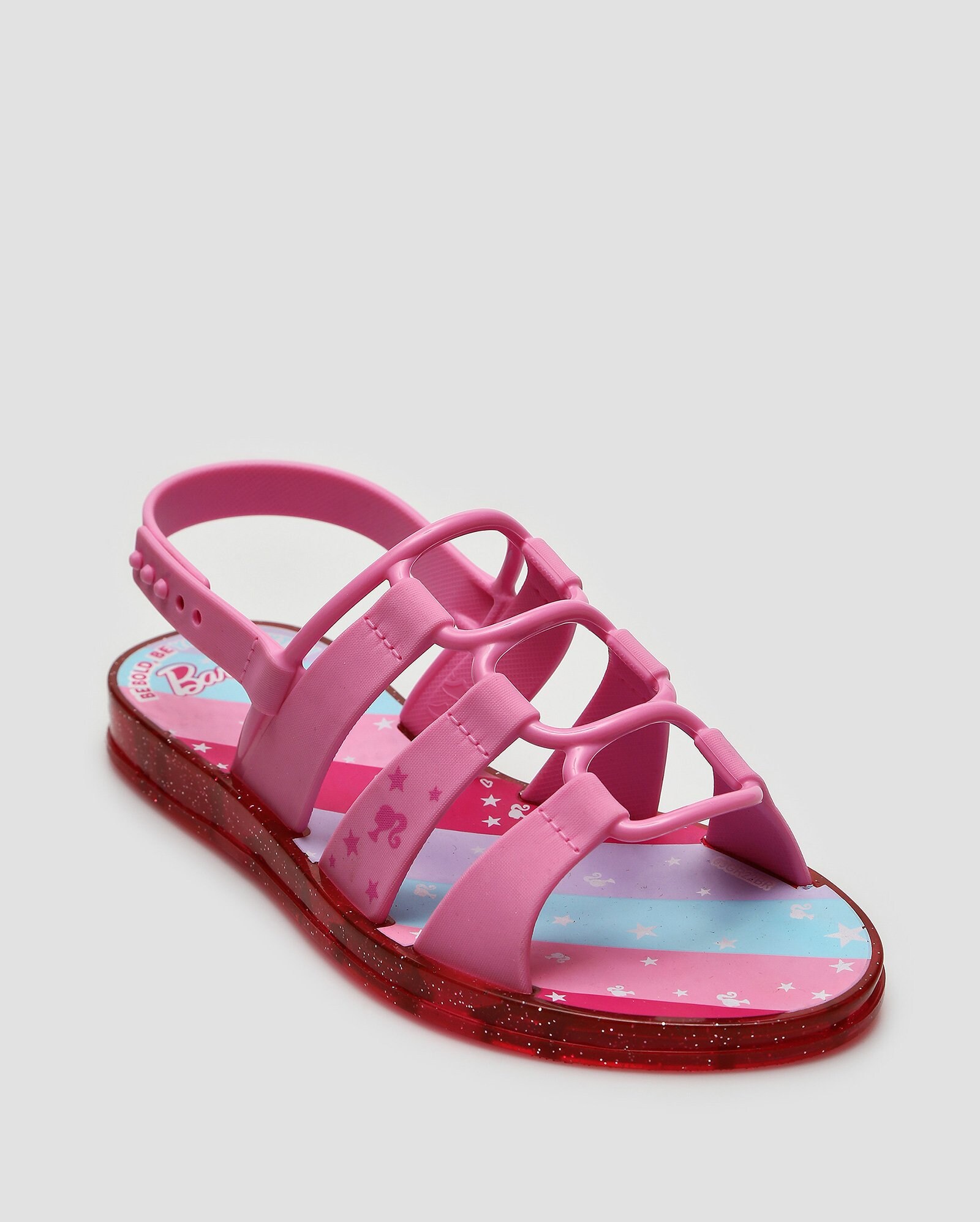 Riachuelo | Sandália infantil Barbie com tiras rosa | Grendene