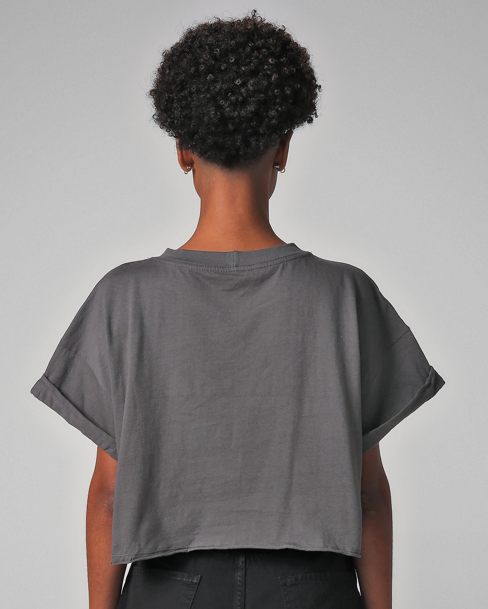 Riachuelo | Camiseta Cropped Feminina Manga Curta Mickey Mouse Cinza