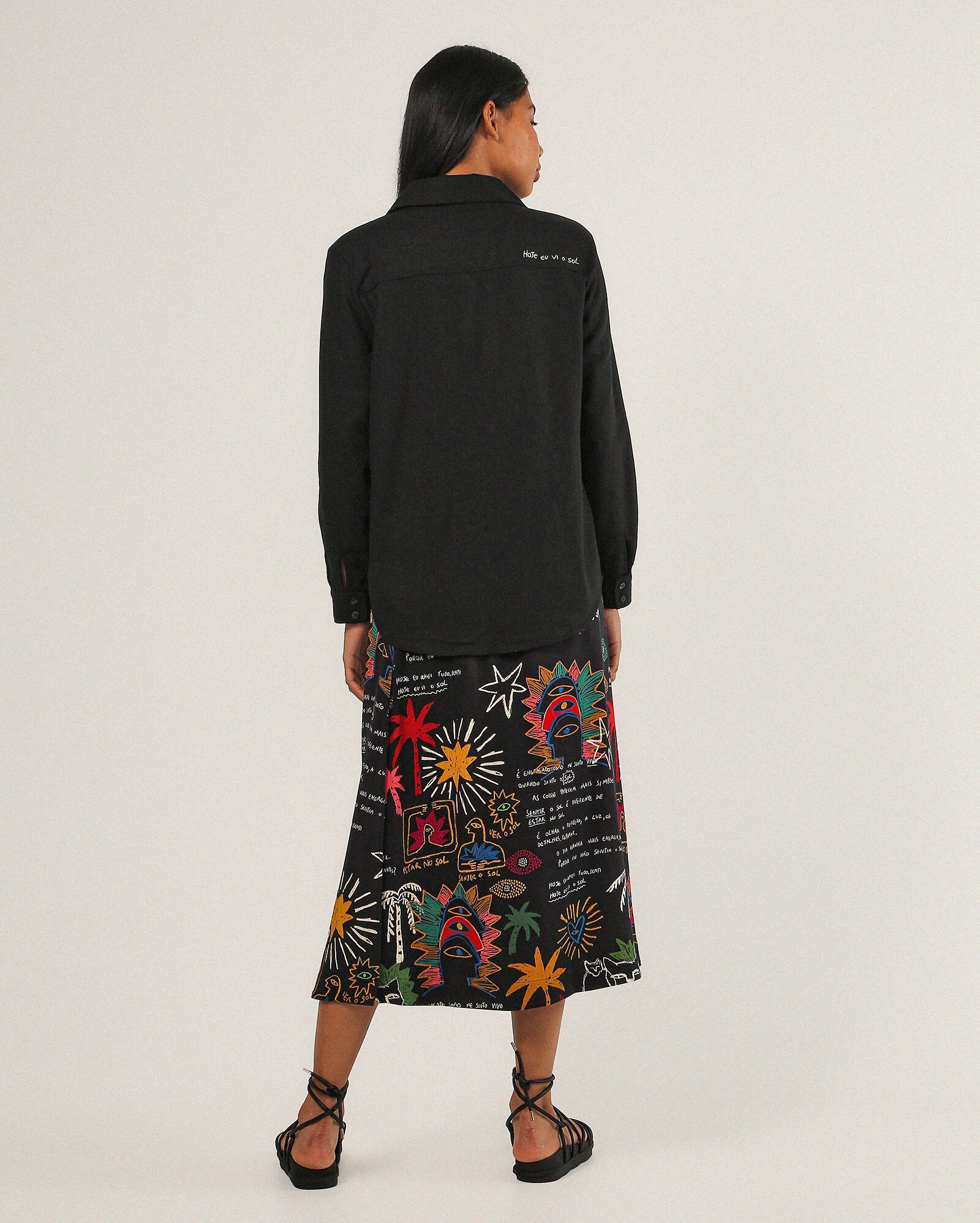 Riachuelo | Camisa feminina alongada com bordado preta | Riachuelo ...